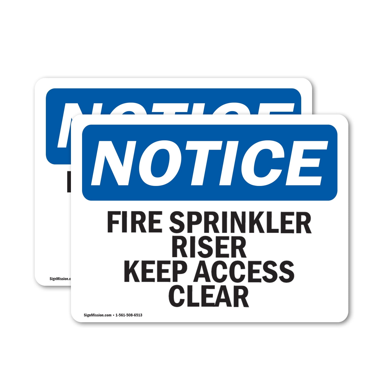 (2 Pack) Fire Sprinkler Riser Keep Access Clear OSHA Notice Sign 18 ...