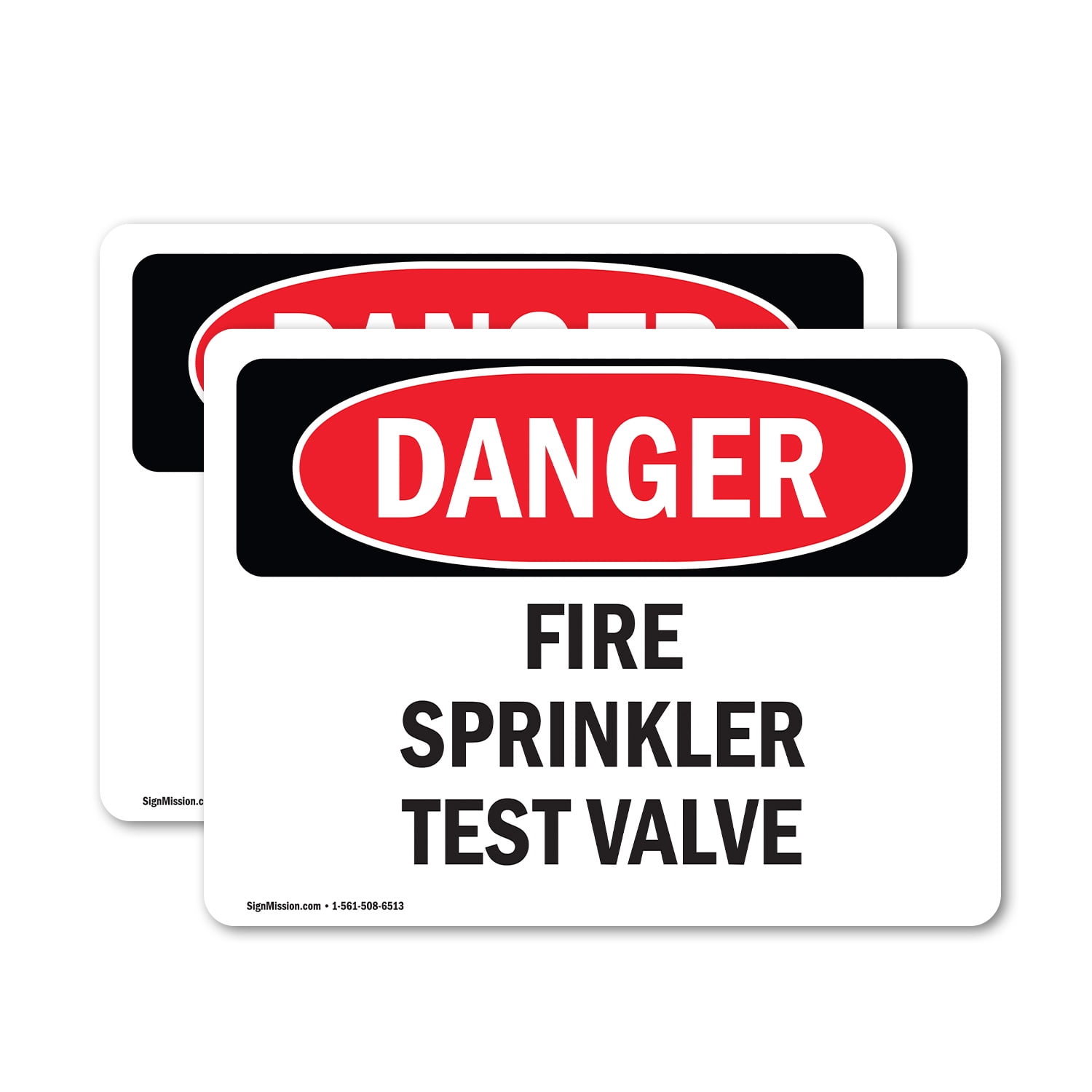 (2 Pack) Fire Sprinkler Test Valve OSHA Danger Sign 24 Inch X 18 Inch ...