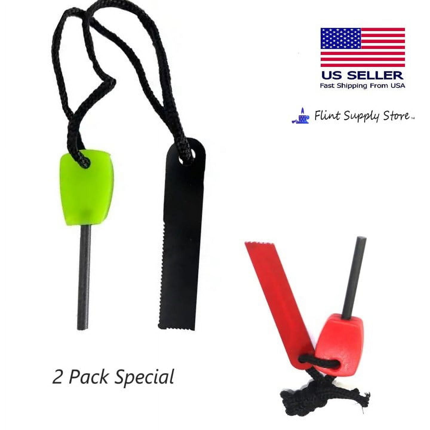 2 Pack Fire Starter, 3/16 Inch x 1.5-inch Waterproof Fire Steel, Ferro ...