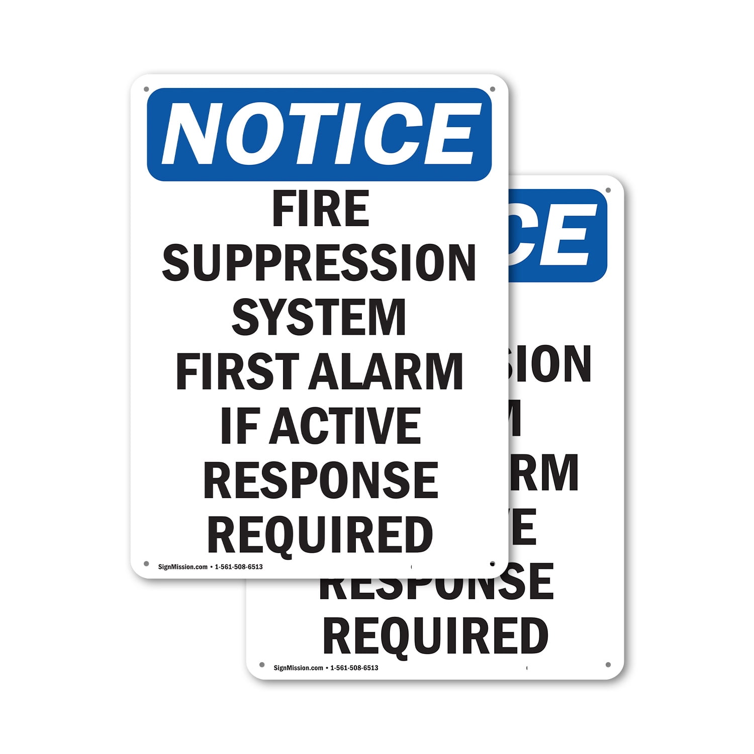 (2 Pack) Fire Suppression System First OSHA Notice Sign 12 Inch X 18 ...