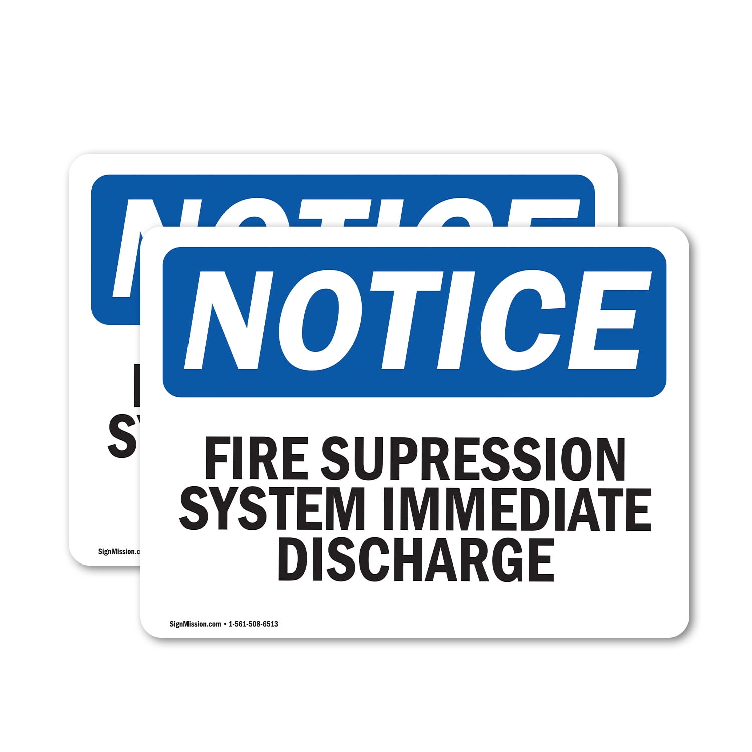 (2 Pack) Fire Suppression System Immediate Discharge OSHA Notice Sign ...