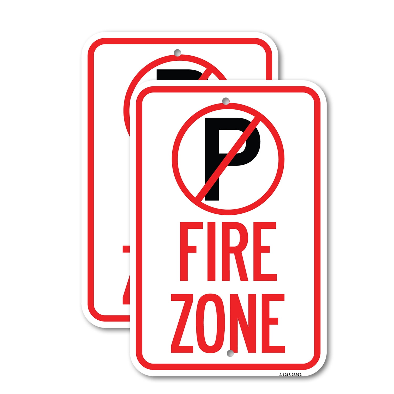 (2 Pack) Fire Zone (No Parking Symbol) | 12" X 18" Heavy-Gauge Aluminum ...