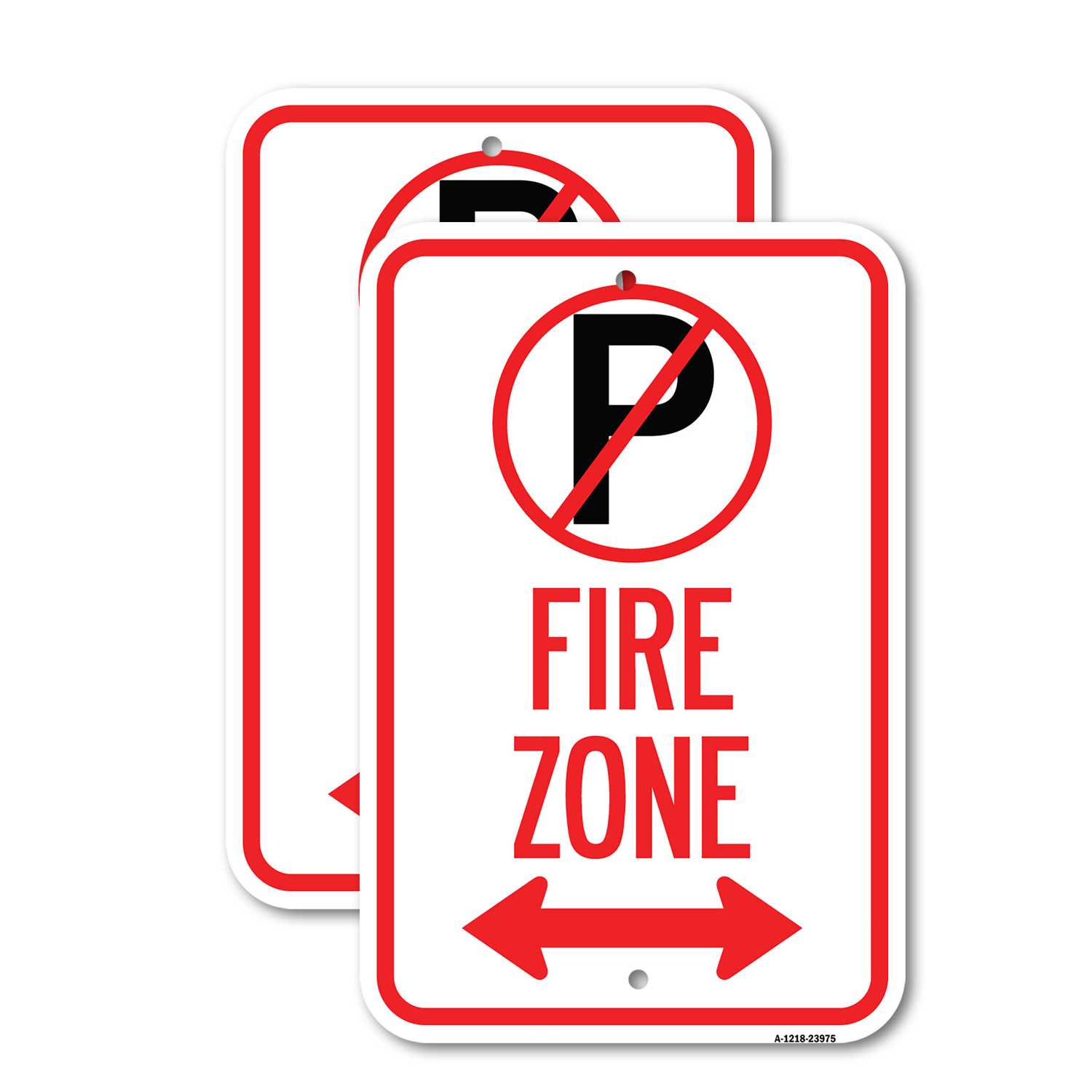 (2 Pack) Fire Zone (No Parking Symbol and Arrow Pointing Left and Right ...