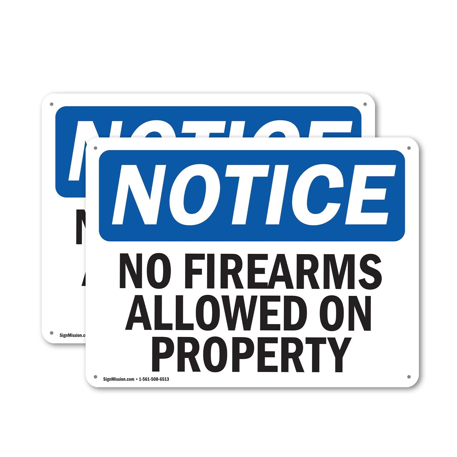 (2 Pack) No Firearms Allowed On Property OSHA Notice Sign 10 Inch X 7 ...
