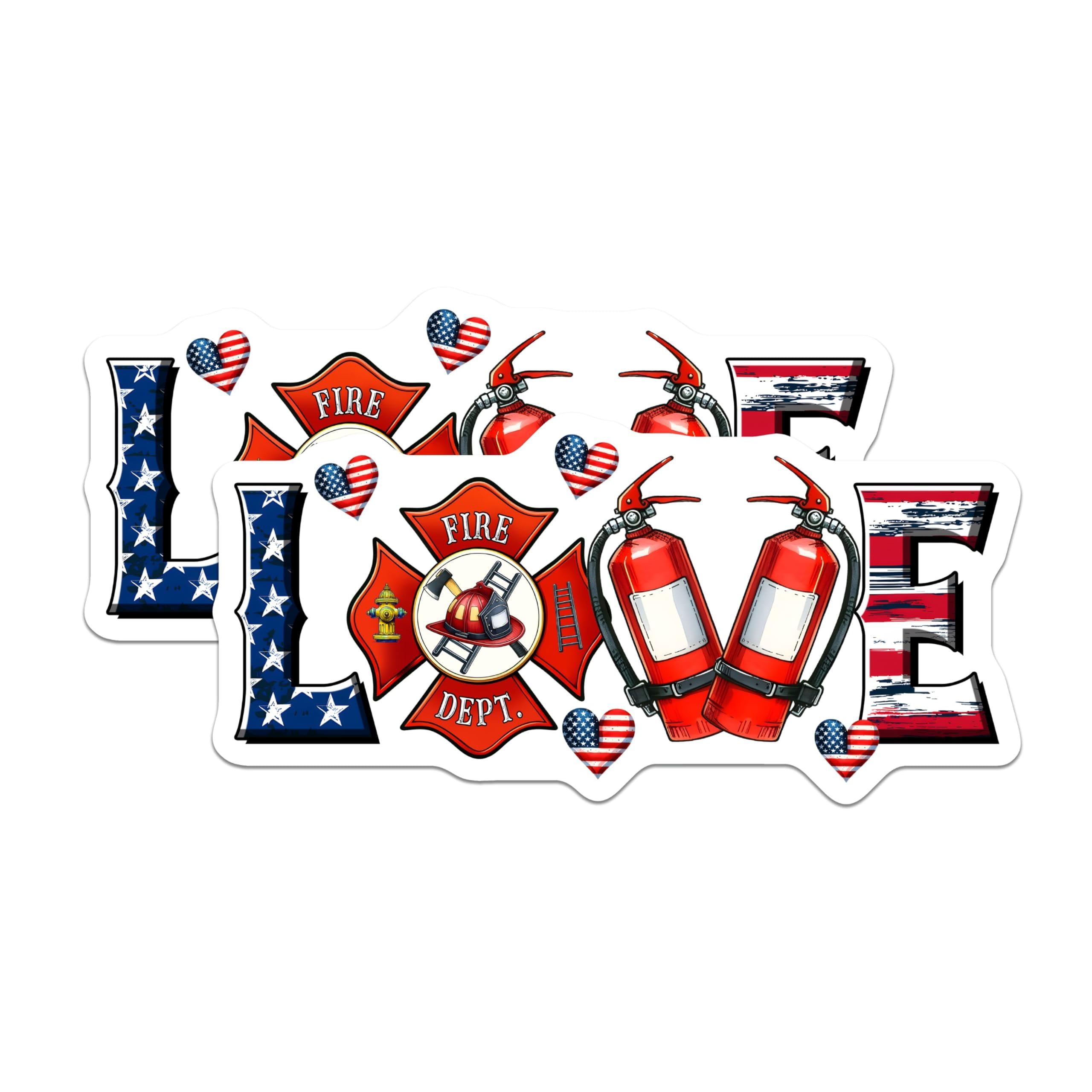 (2 Pack) Firefighter Love Stickers - Fire Dept Decal - First Responder ...
