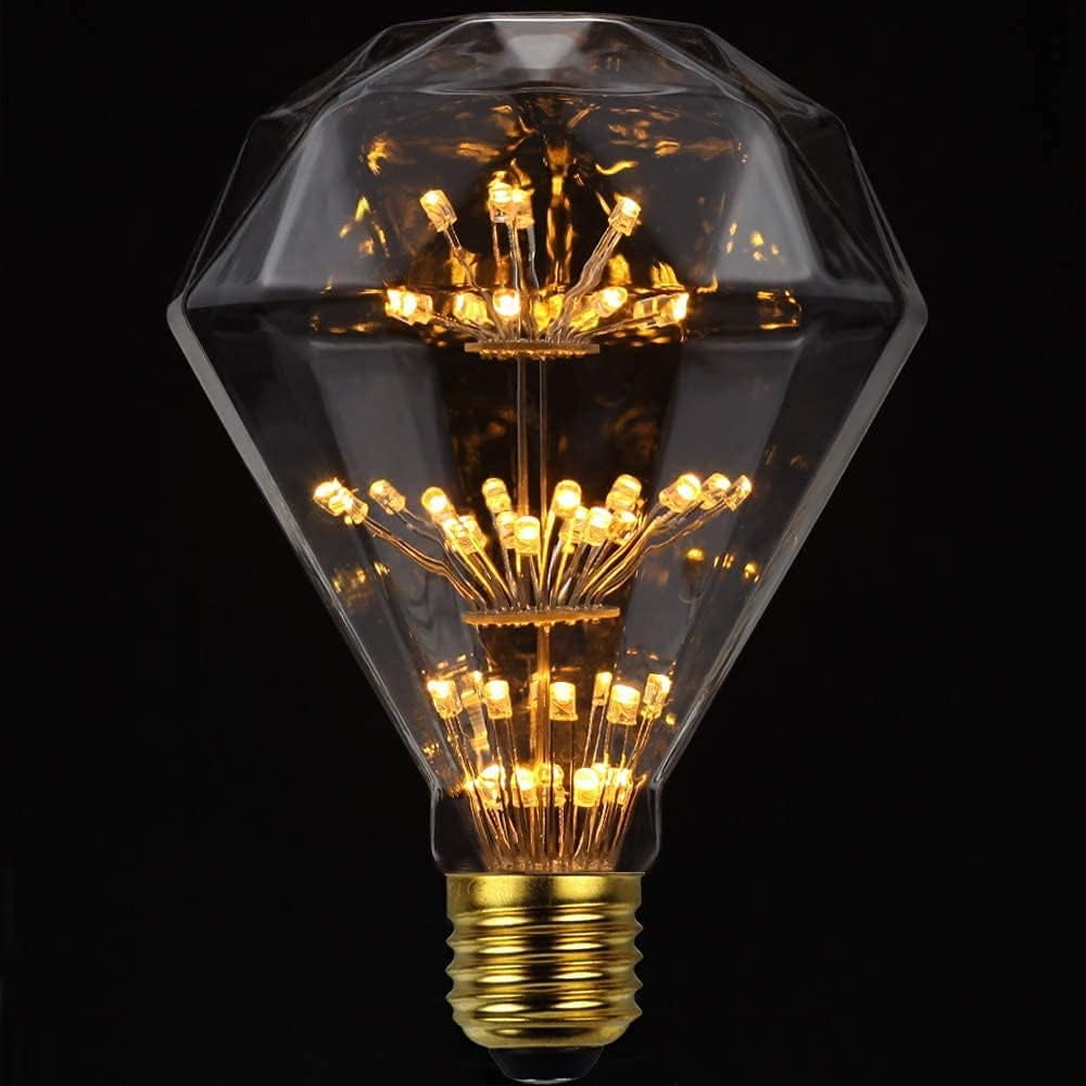 2 Pack Firework Light Bulb, 3W Retro Starry Light Bulb E27 Base Vintage ...