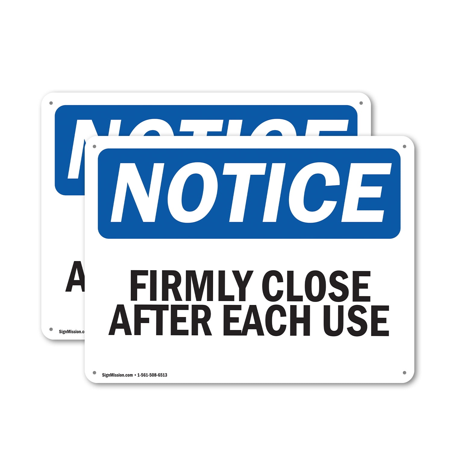 (2 Pack) Firmly Close Door After Each Use OSHA Notice Sign 24 Inch X 18 ...