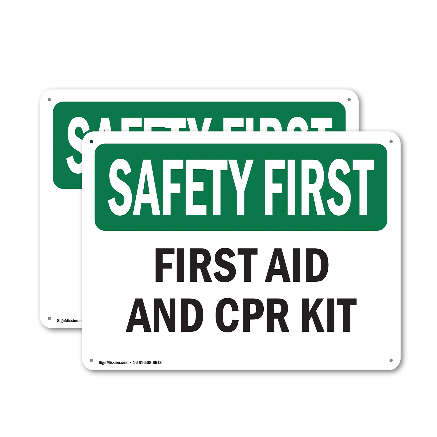 (2 Pack) First Aid And CPR Kit OSHA Safety First Sign 18 Inch X 12 Inch ...
