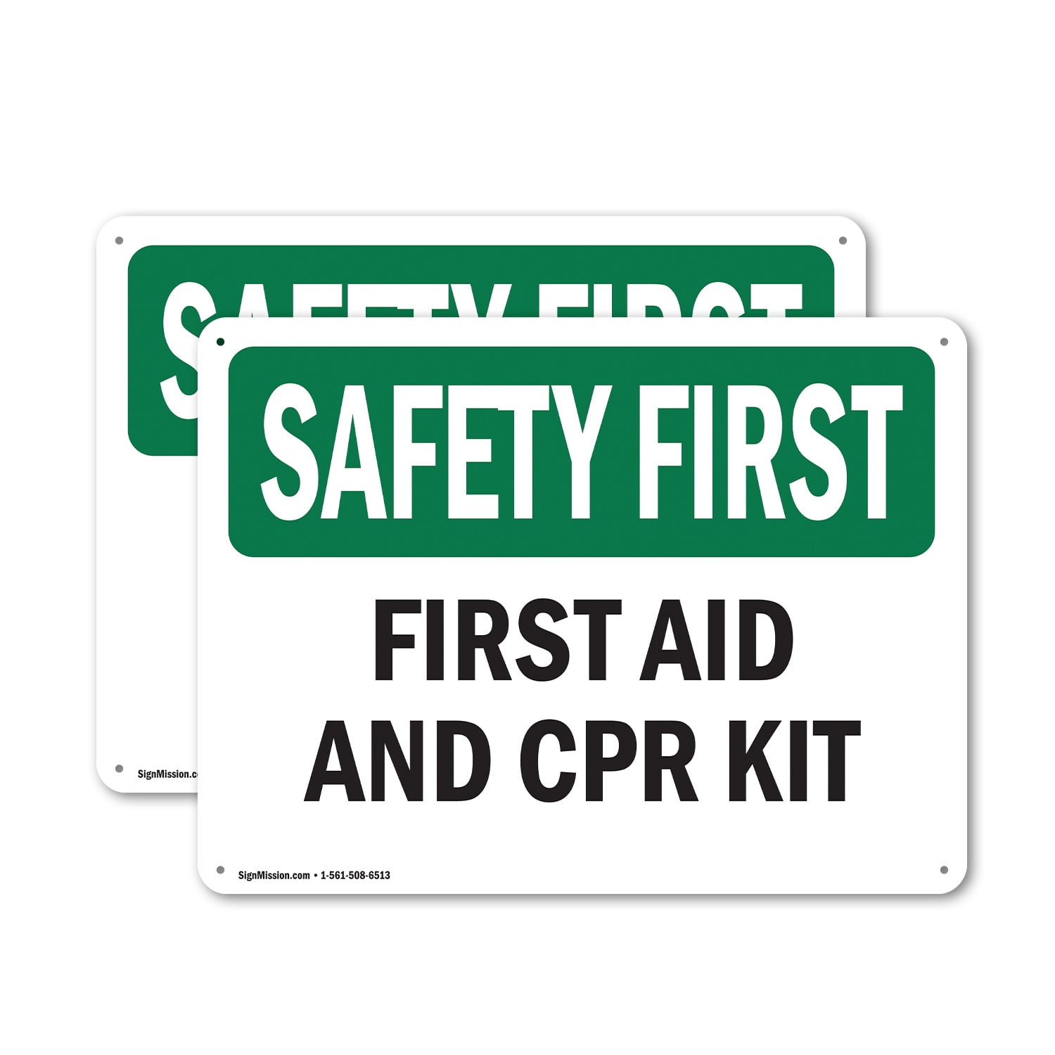 (2 Pack) First Aid And CPR Kit OSHA Safety First Sign 24 Inch X 18 Inch ...