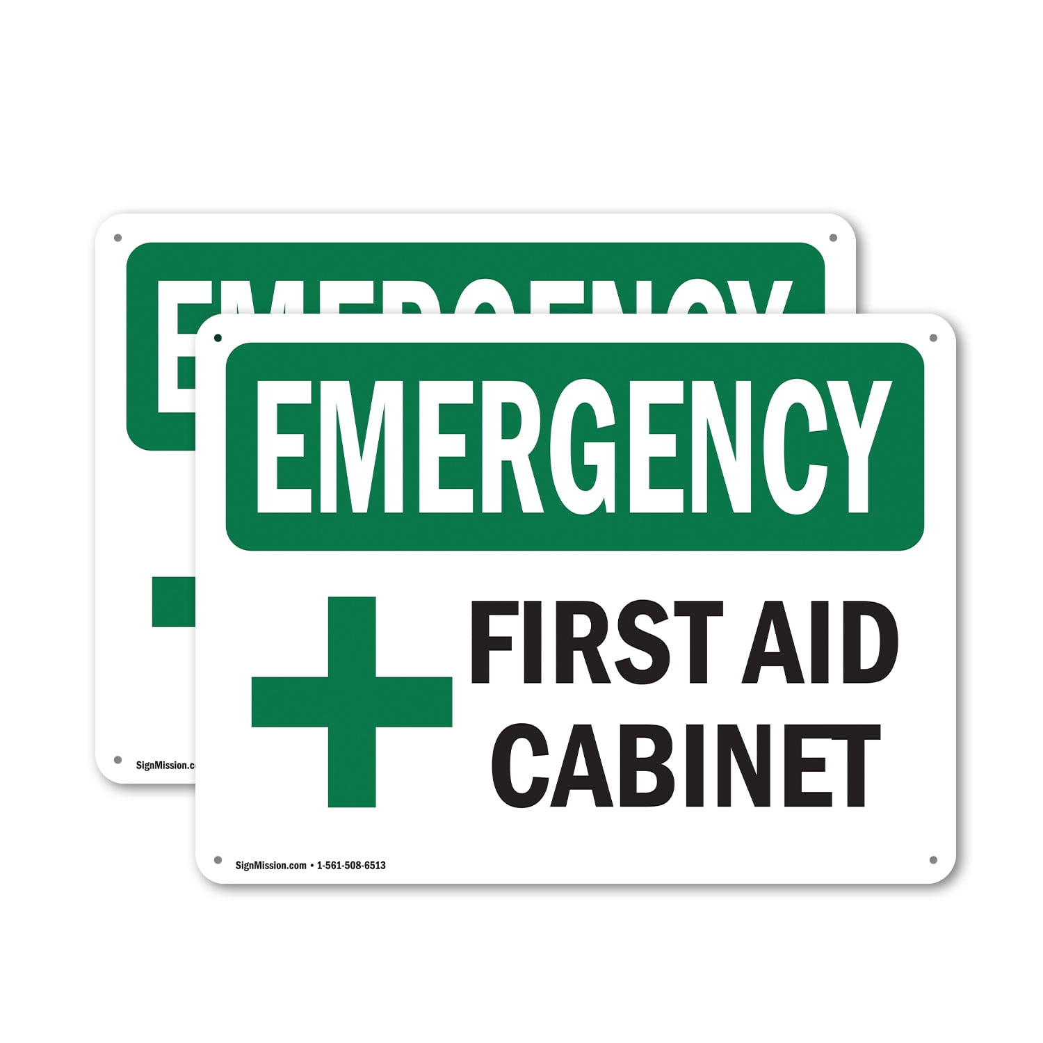 (2 Pack) First Aid Cabinet With Symbol OSHA Emergency Sign 10 Inch X 7 ...