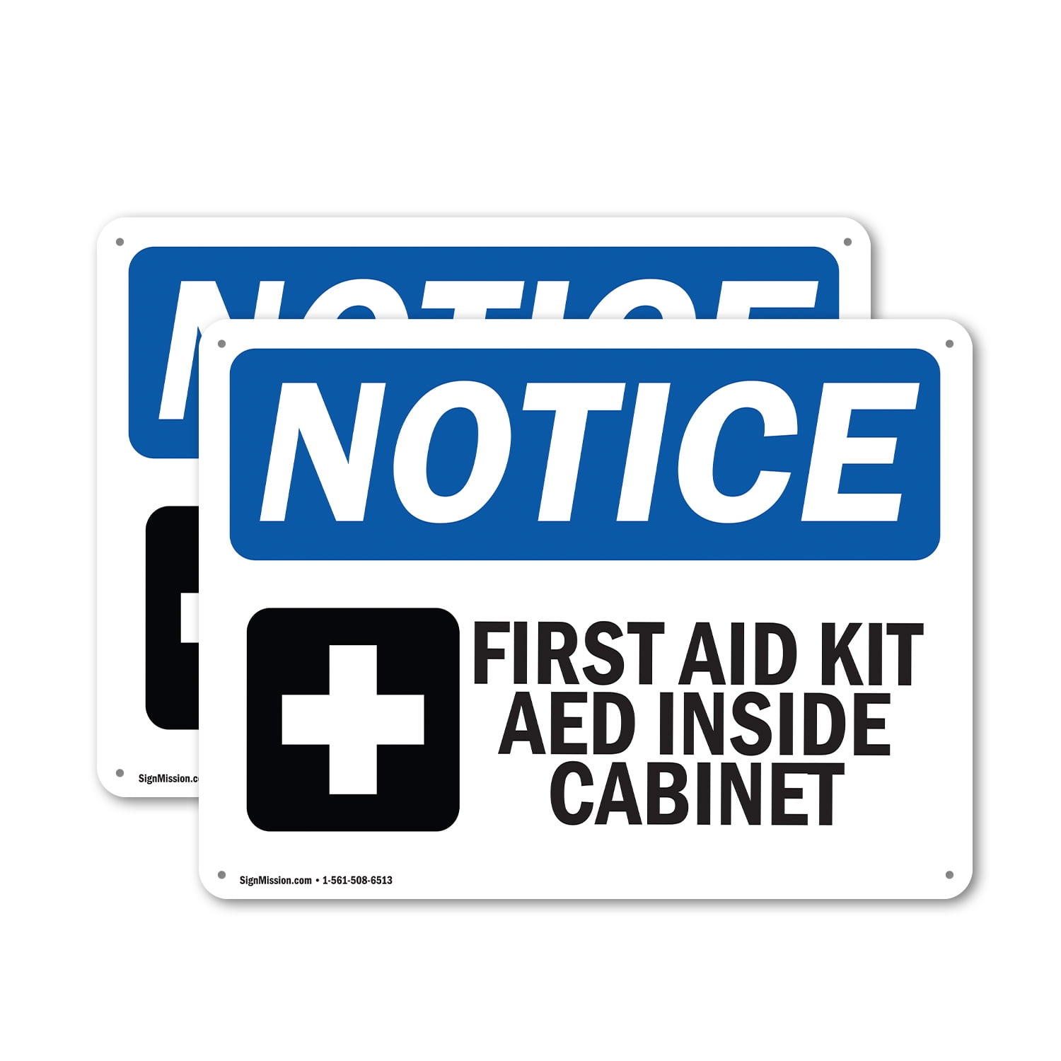 (2 Pack) First Aid Kit AED Inside Cabinet OSHA Notice Sign 10 Inch X 7 ...