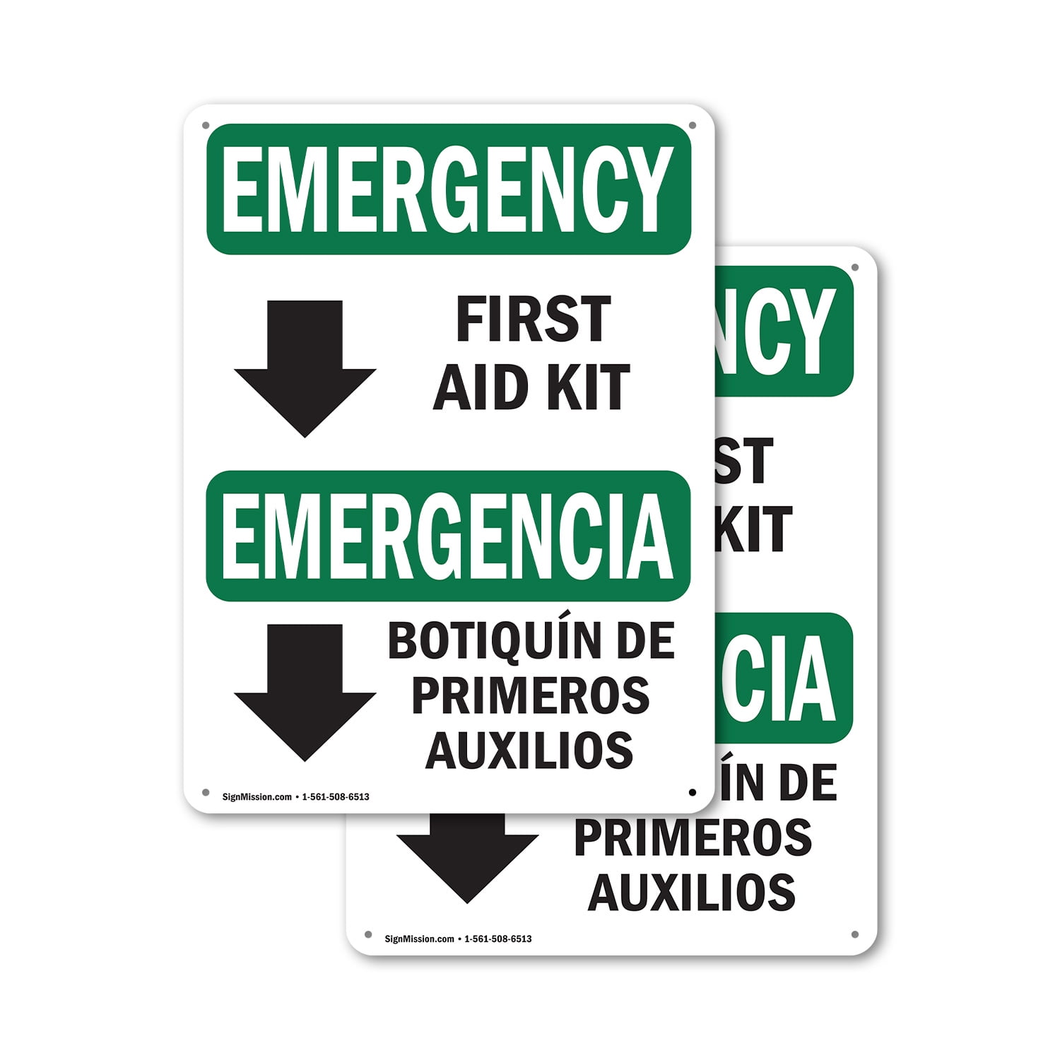(2 Pack) First Aid Kit Bilingual OSHA Emergency Sign 10 Inch X 14 Inch ...