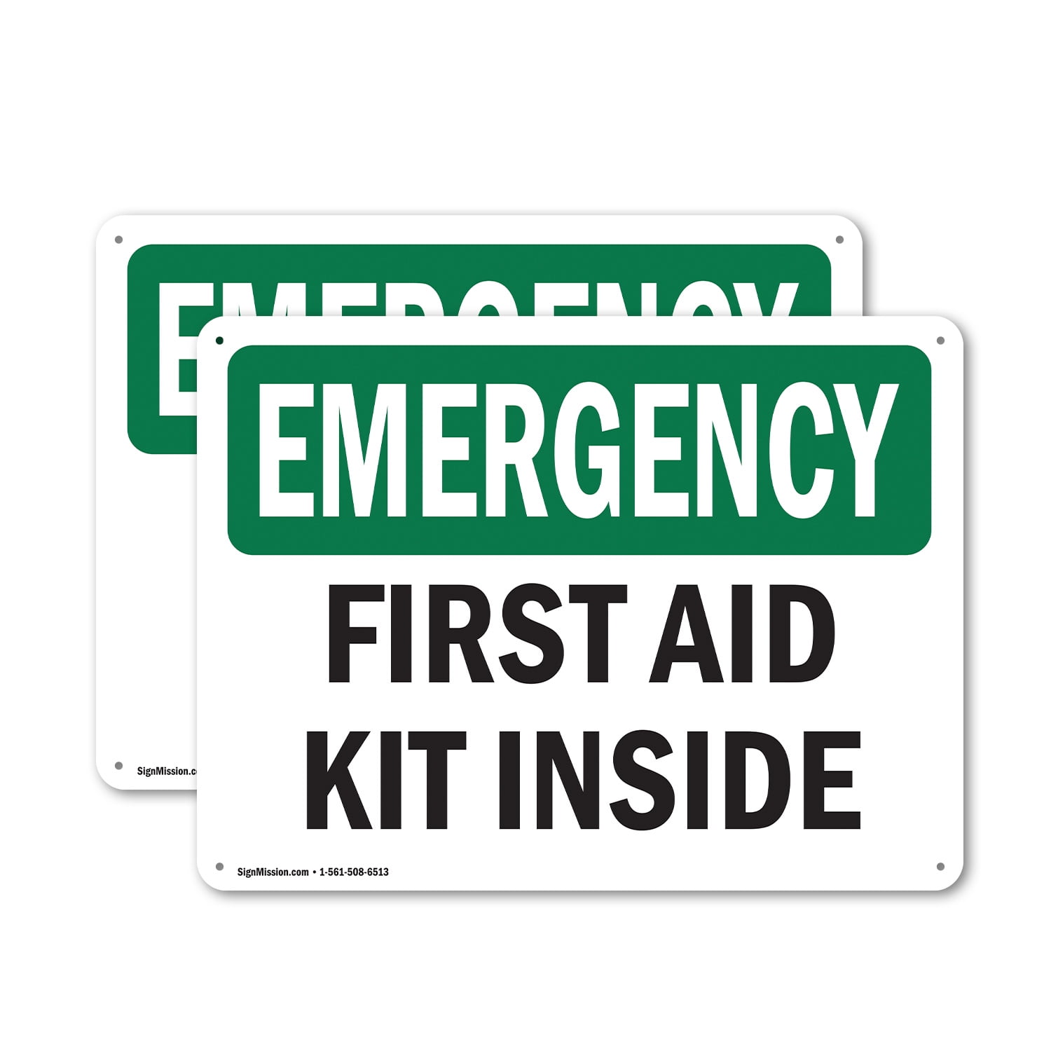 (2 Pack) First Aid Kit Inside OSHA Emergency Sign 18 Inch X 12 Inch ...