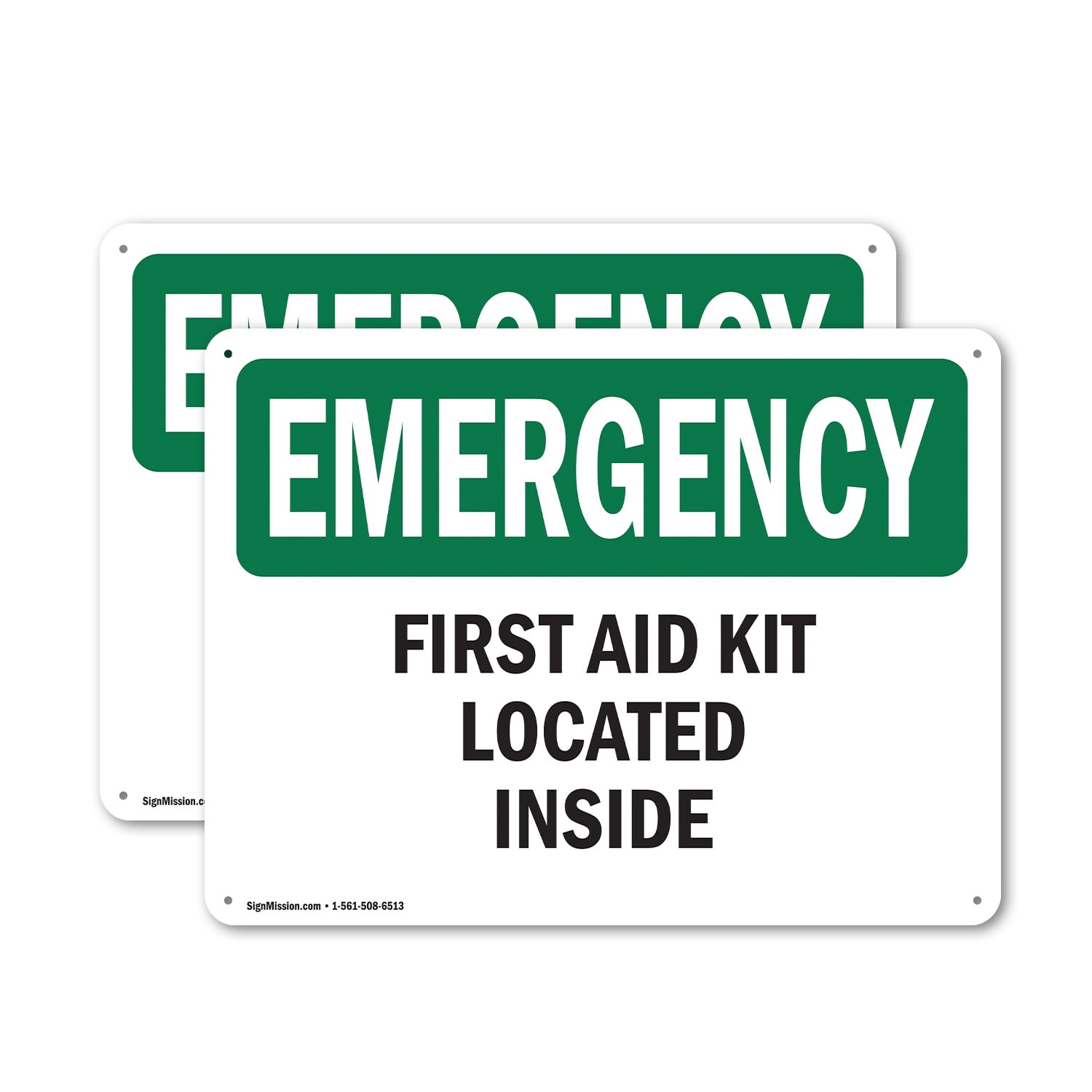 (2 Pack) First Aid Kit Located Inside OSHA Emergency Sign 24 Inch X 18 ...