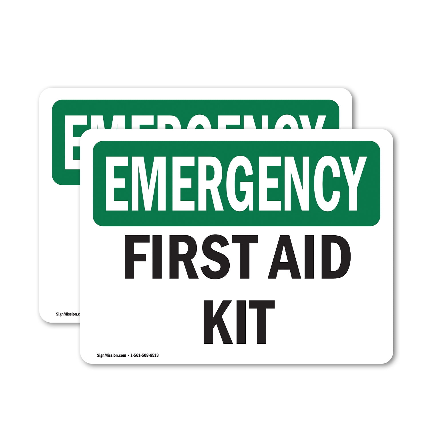 (2 Pack) First Aid Kit OSHA Emergency Sign 5 Inch X 3.5 Inch Vinyl ...