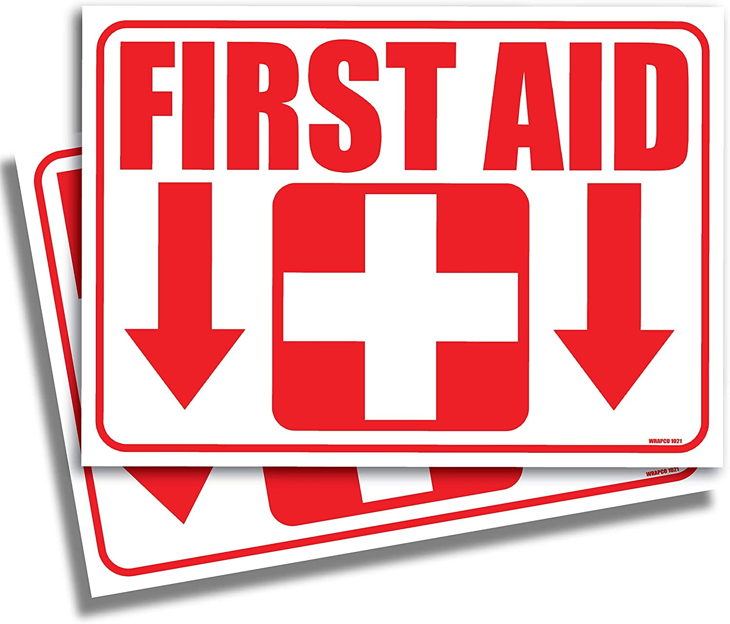(2 Pack) First Aid Kit Sticker Sign - Self Adhesive Decal 7'x10' for ...