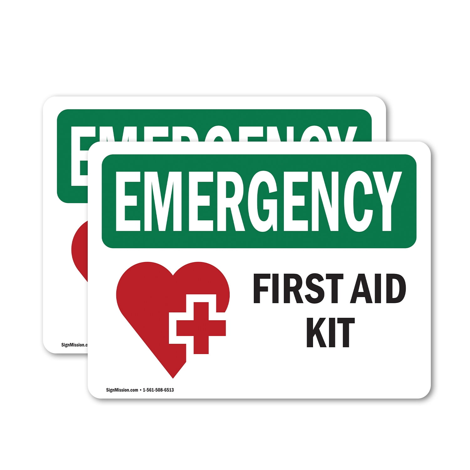(2 Pack) First Aid Kit With Symbol OSHA Emergency Sign 24 Inch X 18 ...