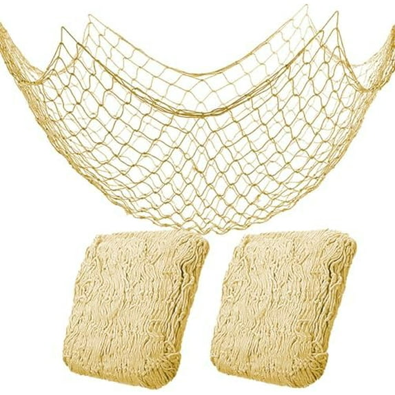 2 Pack Fish Net Decorations for Party,Natural Cotton Hawaiian Party ...