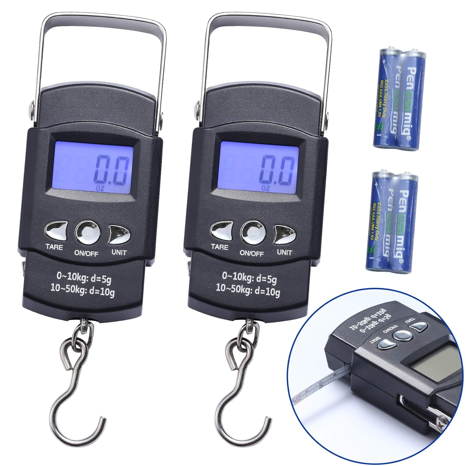 2 Pack Fish Scales, Portable Luggage Weight Scale with Backlit LCD ...