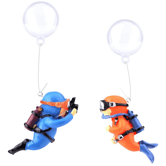 2 Pack Fish Tank Decorations, Cute Little Diver Ornament Floating ...