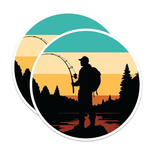 (2 Pack) Fishing Angler Fisherman Stickers - Outdoorsman Hiking Nature ...