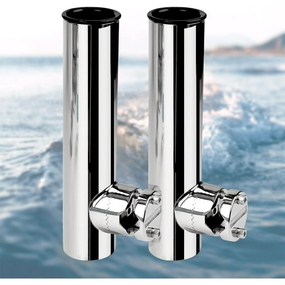 2 Pack Fishing Rod Holders for Boat Rail Mount, Stainless Steel Clamp ...