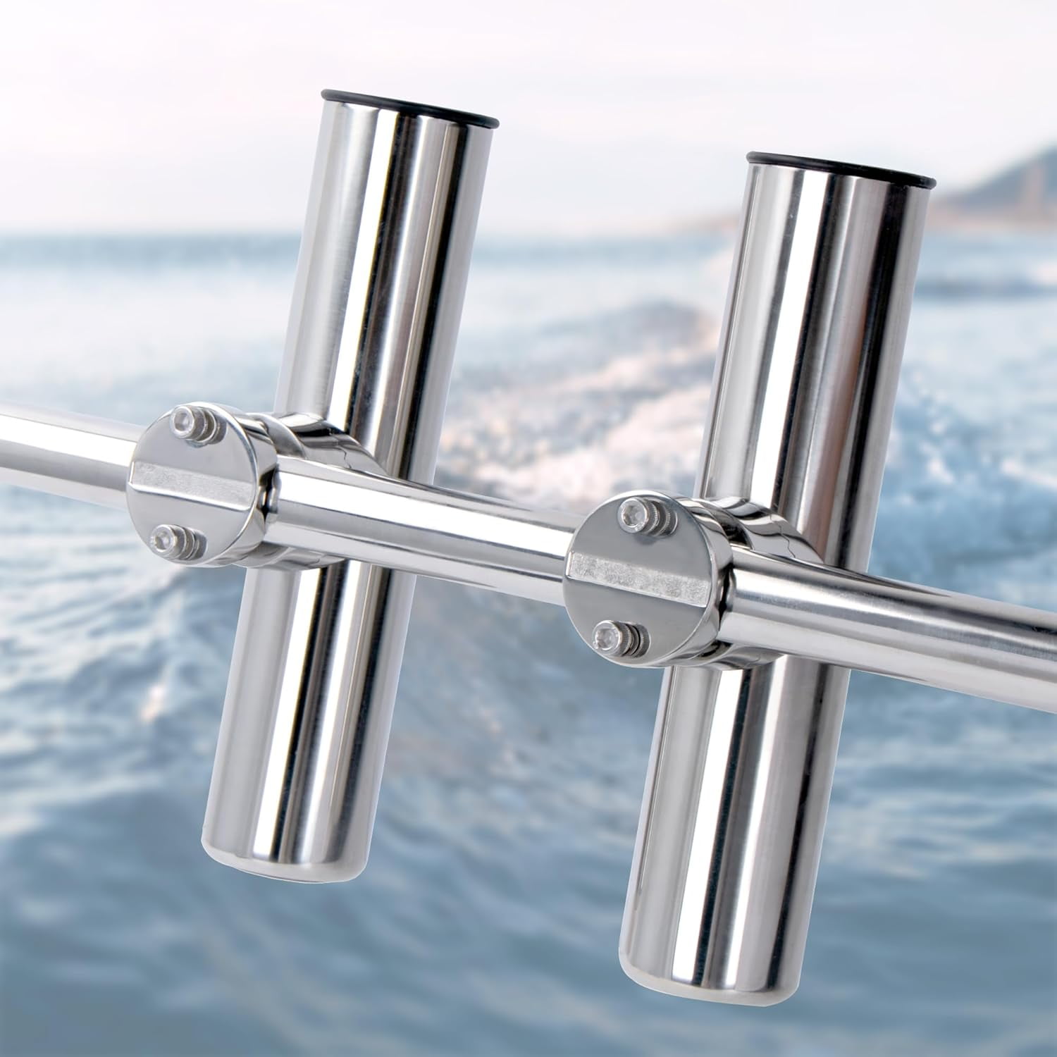 2 Pack Fishing Rod Holders for Boat Rail Mount, Stainless Steel Clamp ...