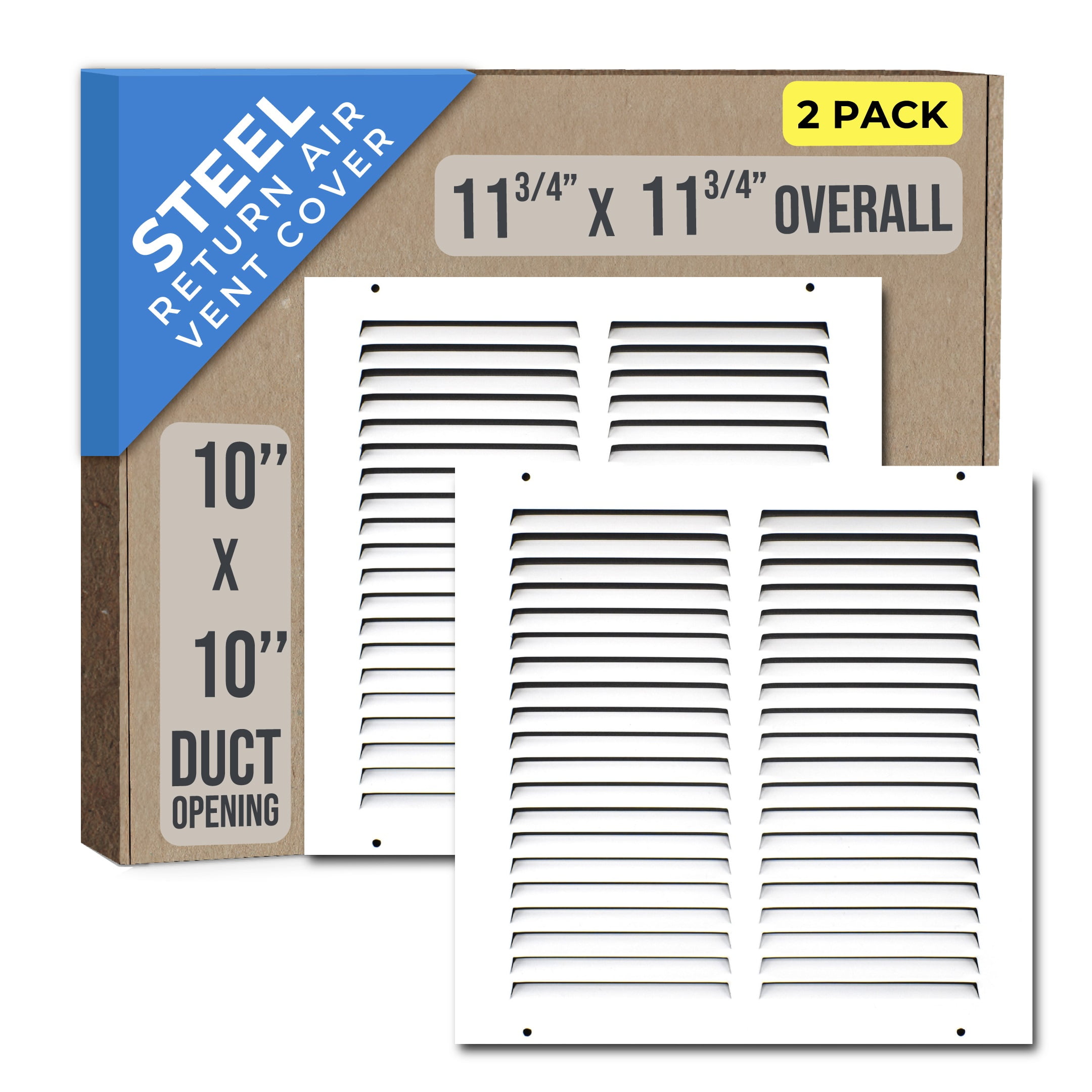 [2 Pack] Fits 10x10 Duct Opening | Steel Return Air Grille by Handua ...