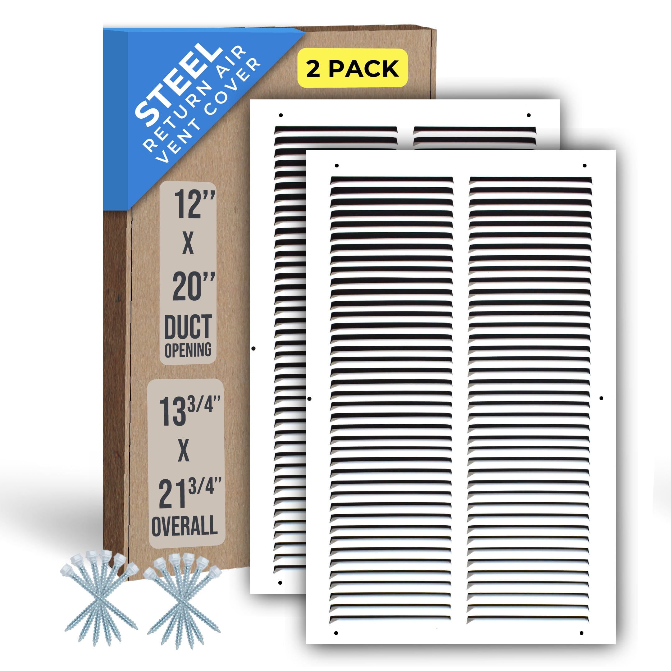 [2 Pack] Fits 12x20 Duct Opening | Steel Return Air Grille by Handua ...