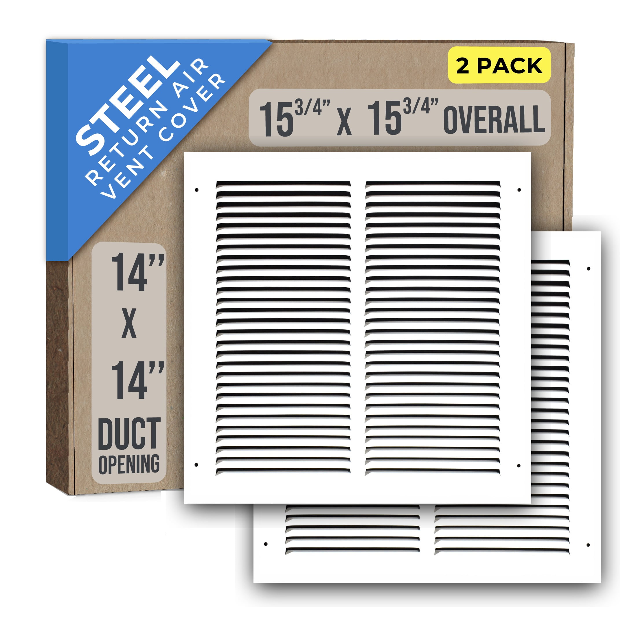 [2 Pack] Fits 14x14 Duct Opening | Steel Return Air Grille by Handua ...