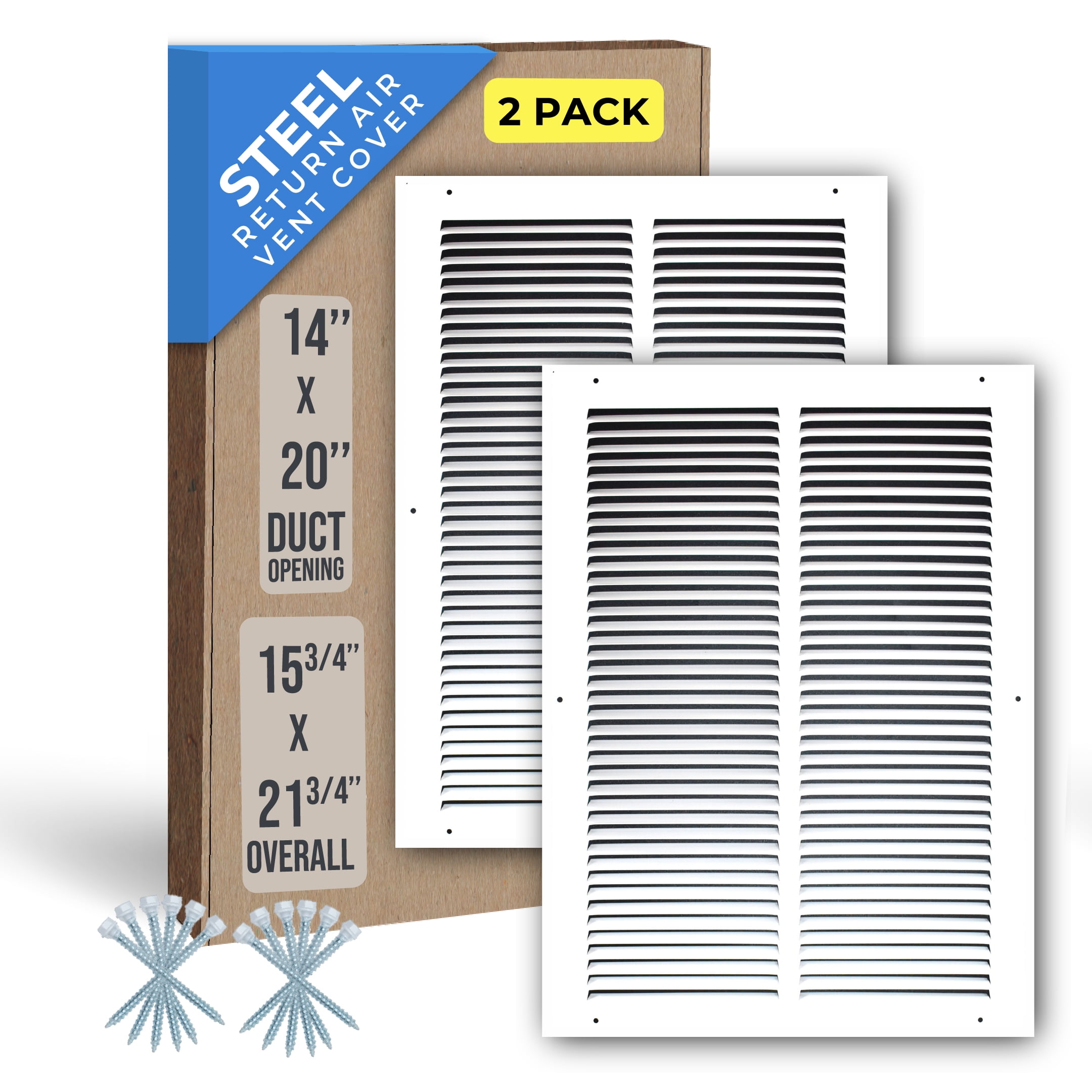 [2 Pack] Fits 14x20 Duct Opening | Steel Return Air Grille by Handua ...