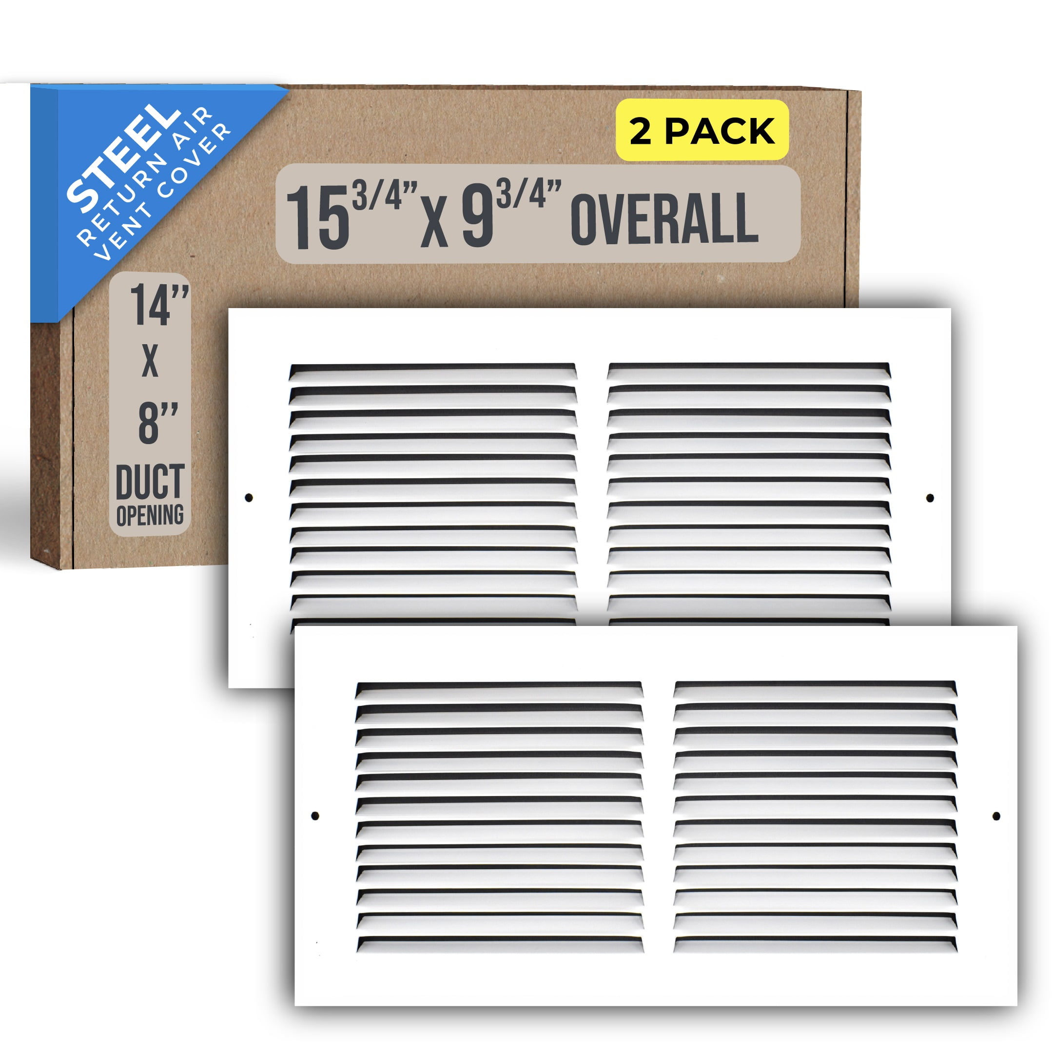 [2 Pack] Fits 14x8 Duct Opening | Steel Return Air Grille by Handua ...
