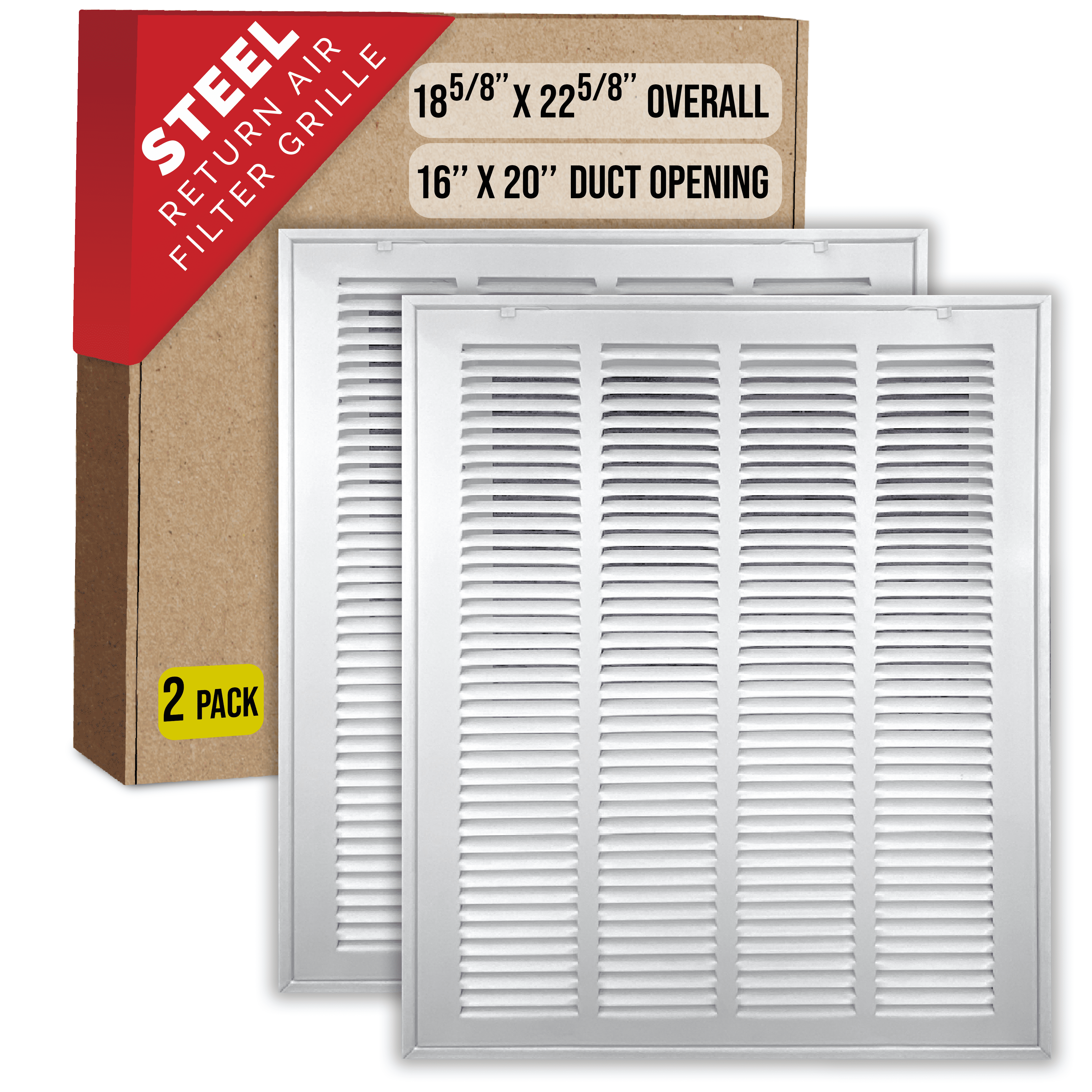 [2 Pack] Fits 16x20 Duct Opening | Steel Return Air Filter Grille by ...