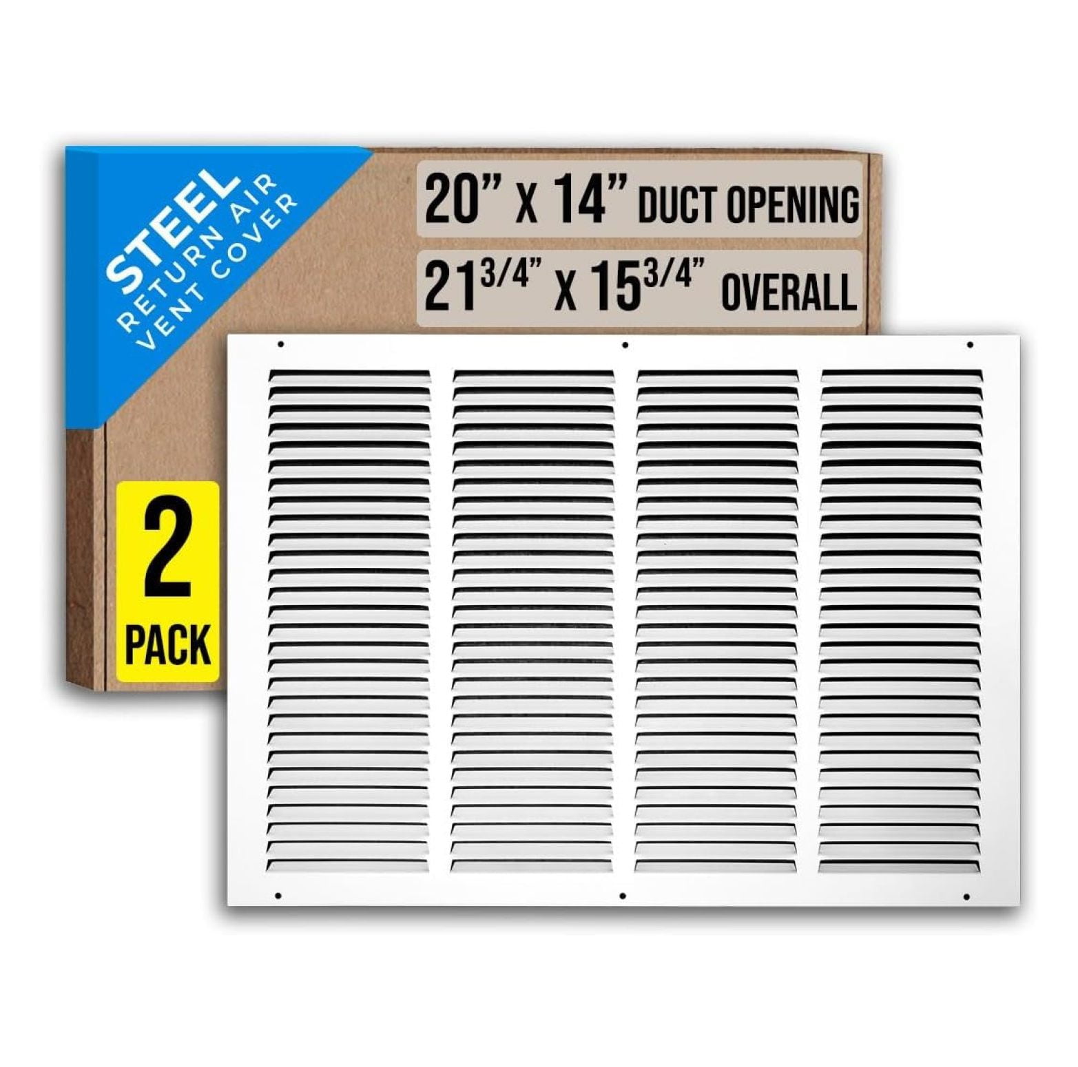 [2 Pack] Fits 20x14 Duct Opening | Steel Return Air Grille by | Vent ...