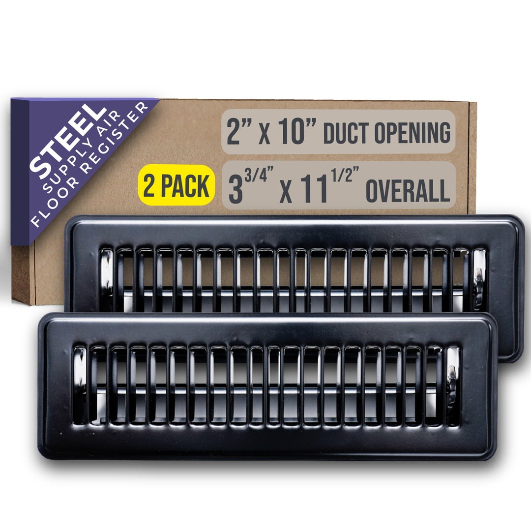 [2 Pack] Fits 2x10 Duct Opening Floor Register with Louvered Design by ...