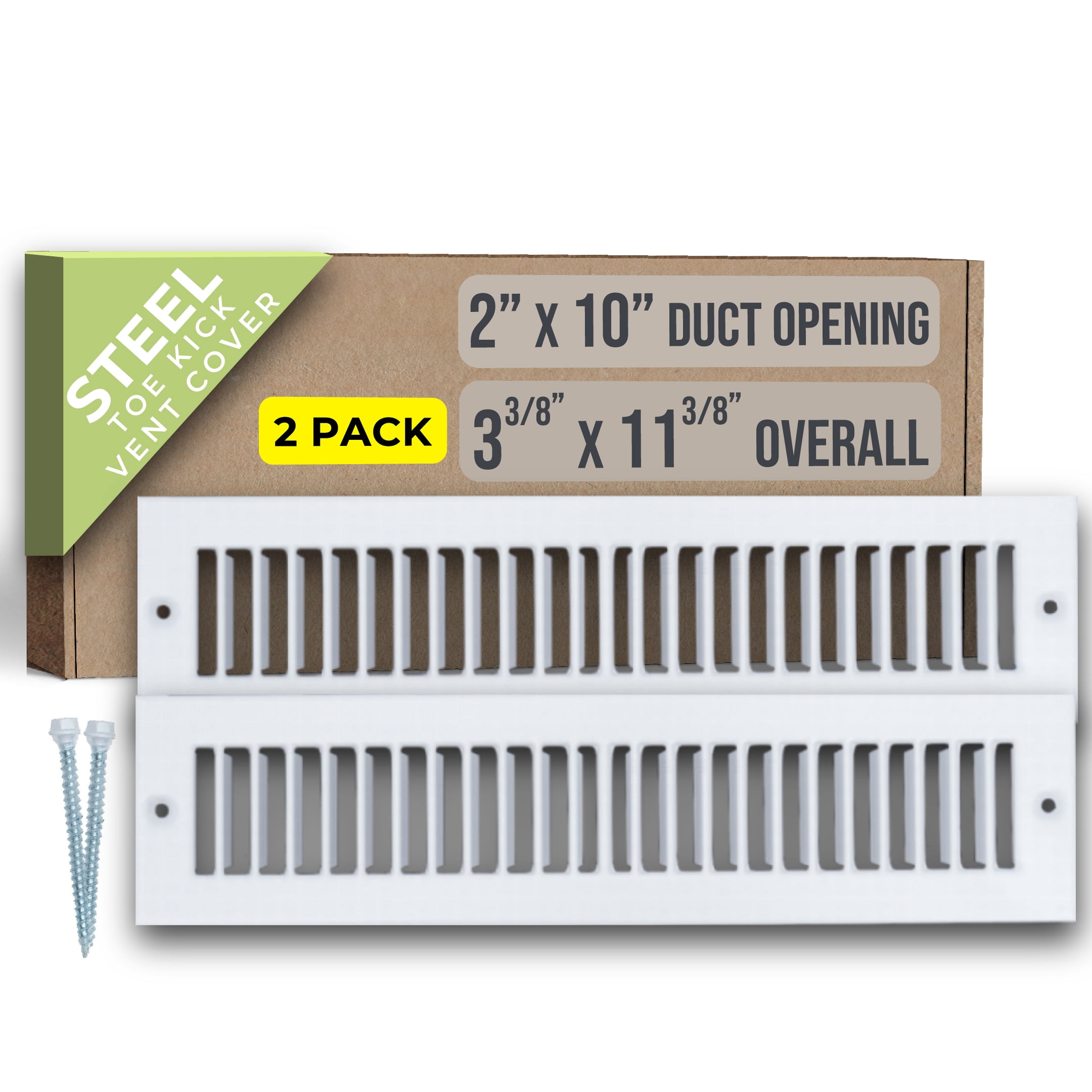 [2 Pack] Fits 2x10 Duct Opening | Toe Kick Vent Cover by Handua ...