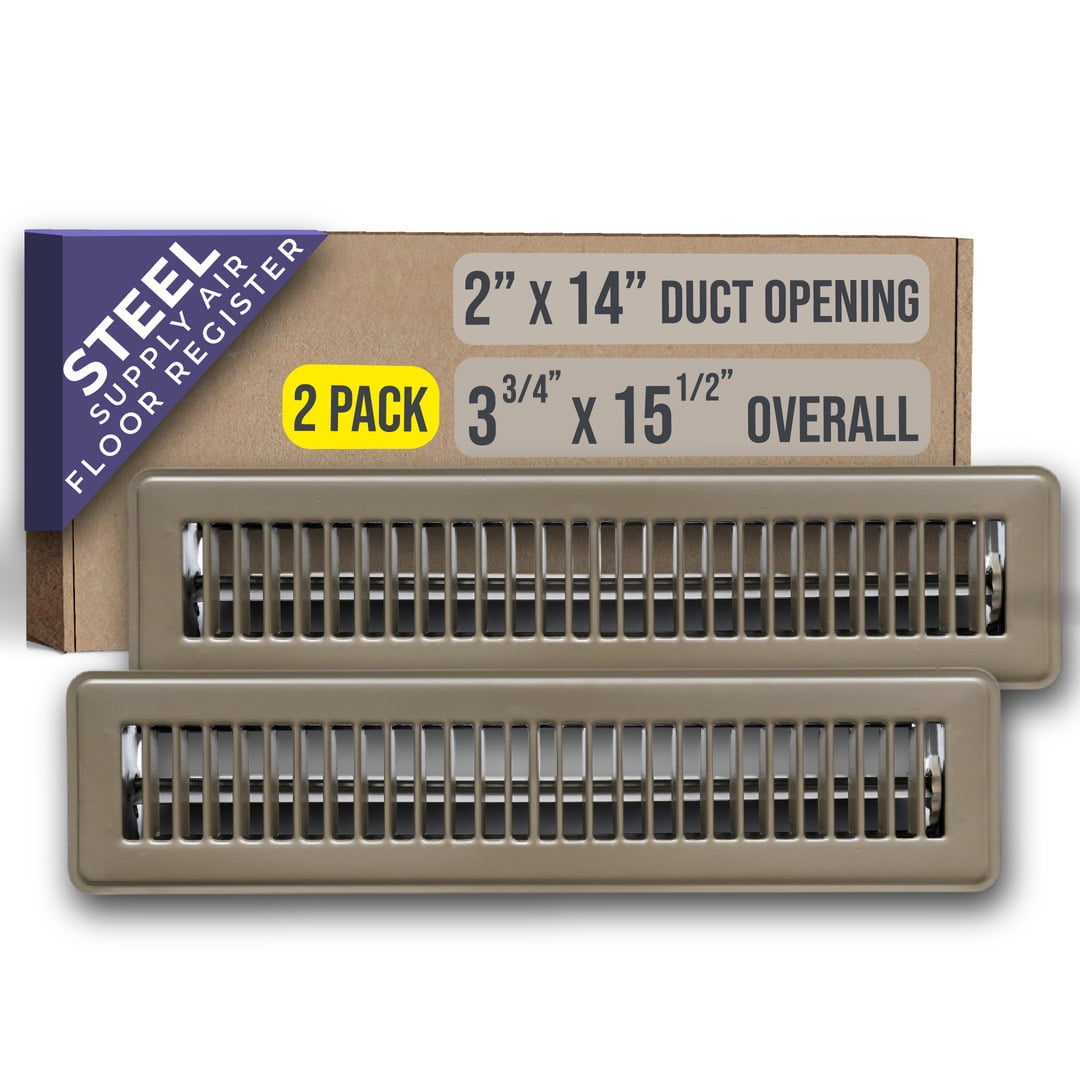 [2 Pack] Fits 2x14 Duct Opening Floor Register with Louvered Design by ...