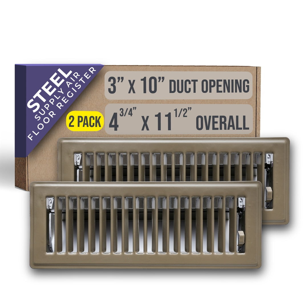 [2 Pack] Fits 3x10 Duct Opening Floor Register with Louvered Design by ...