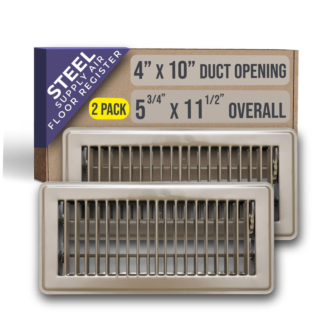 [2 Pack] Fits 4x10 Duct Opening Floor Register with Louvered Design by ...