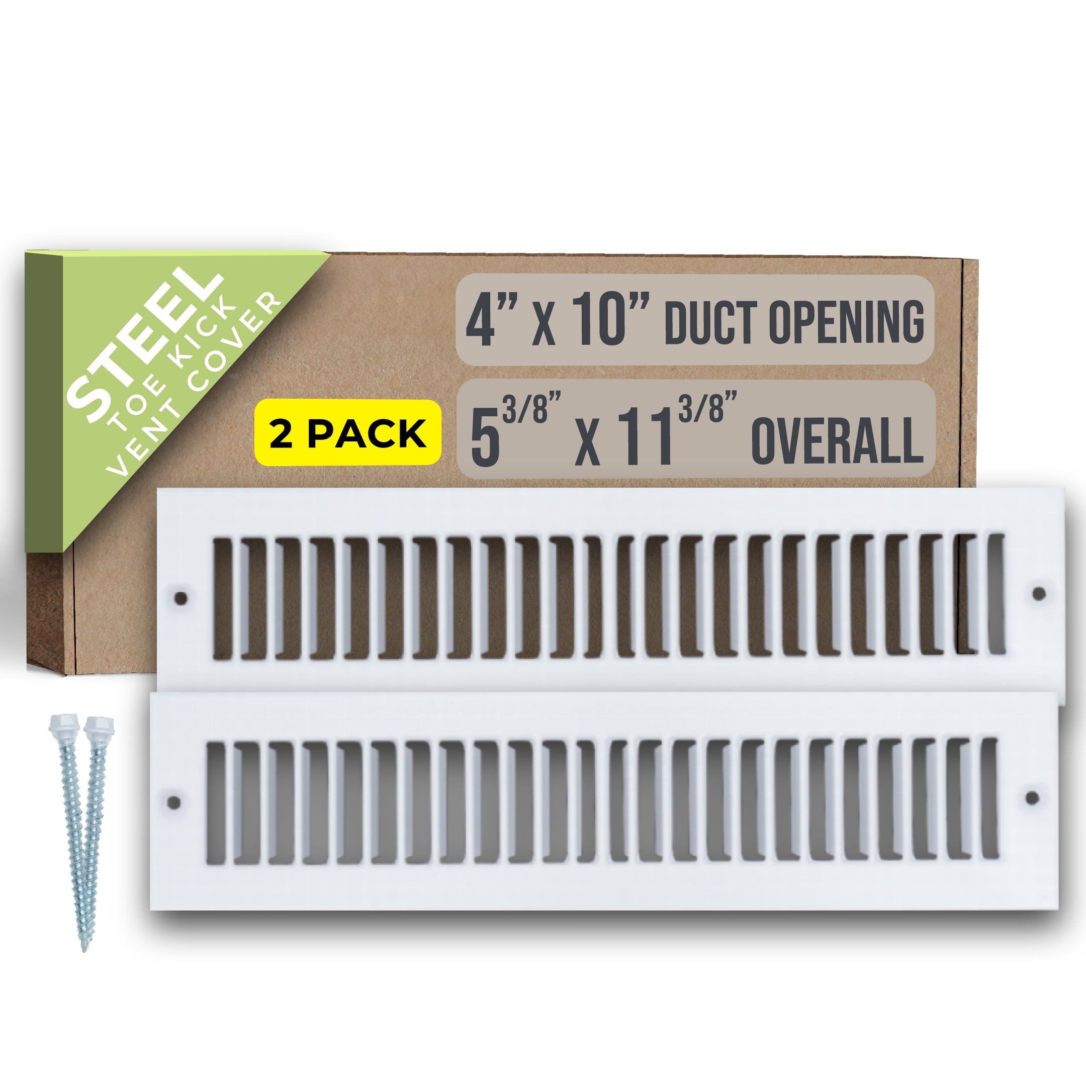 [2 Pack] Fits 4x10 Duct Opening | Toe Kick Vent Cover by Handua ...