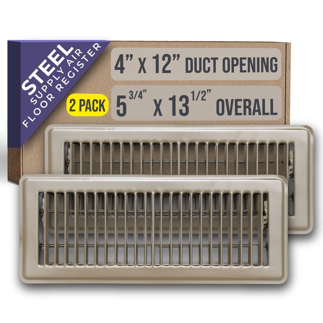 [2 Pack] Fits 4x12 Duct Opening Floor Register with Louvered Design by ...
