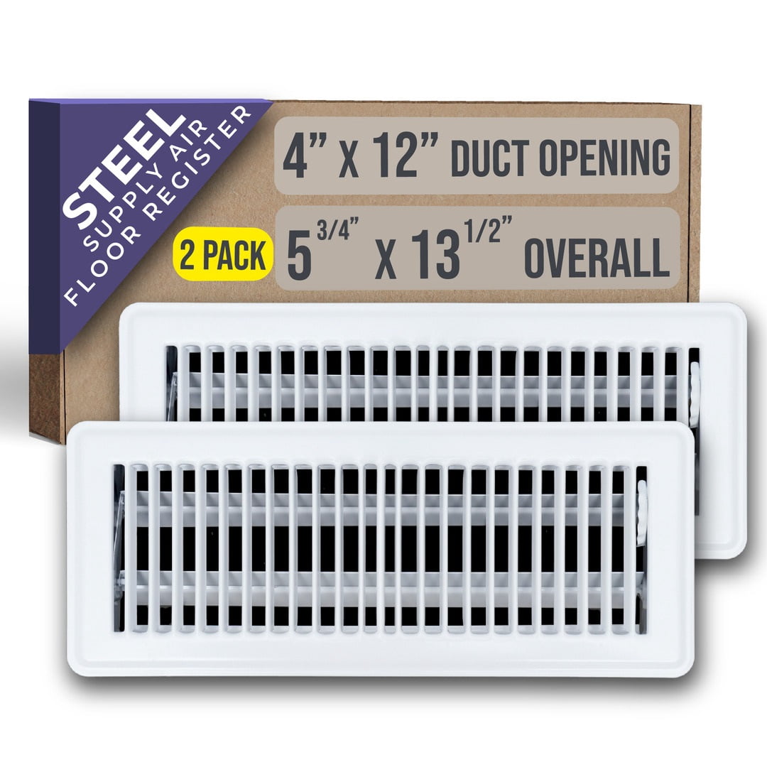 [2 Pack] Fits 4x12 Duct Opening Floor Register with Louvered Design by ...