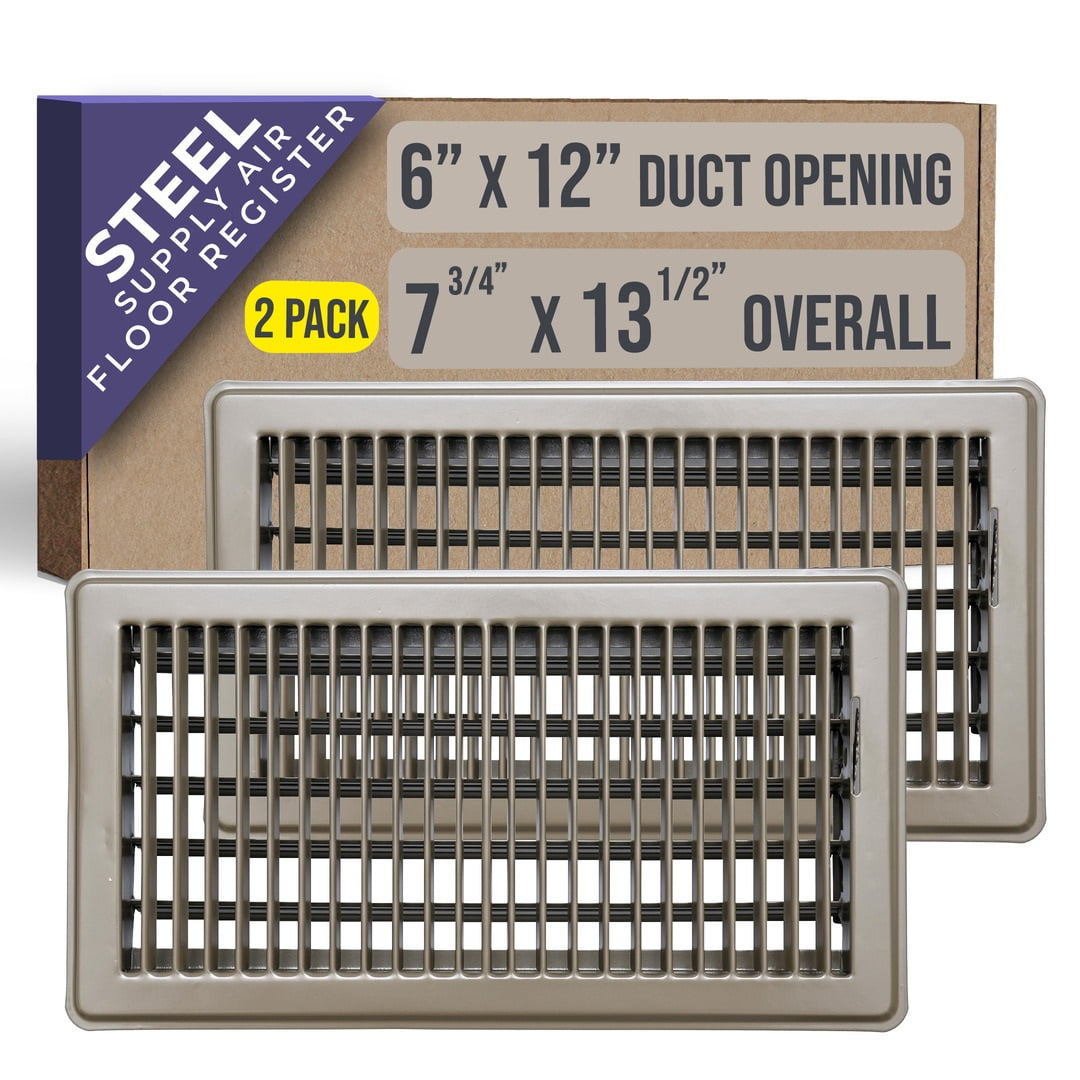[2 Pack] Fits 6x12 Duct Opening Floor Register with Louvered Design by ...