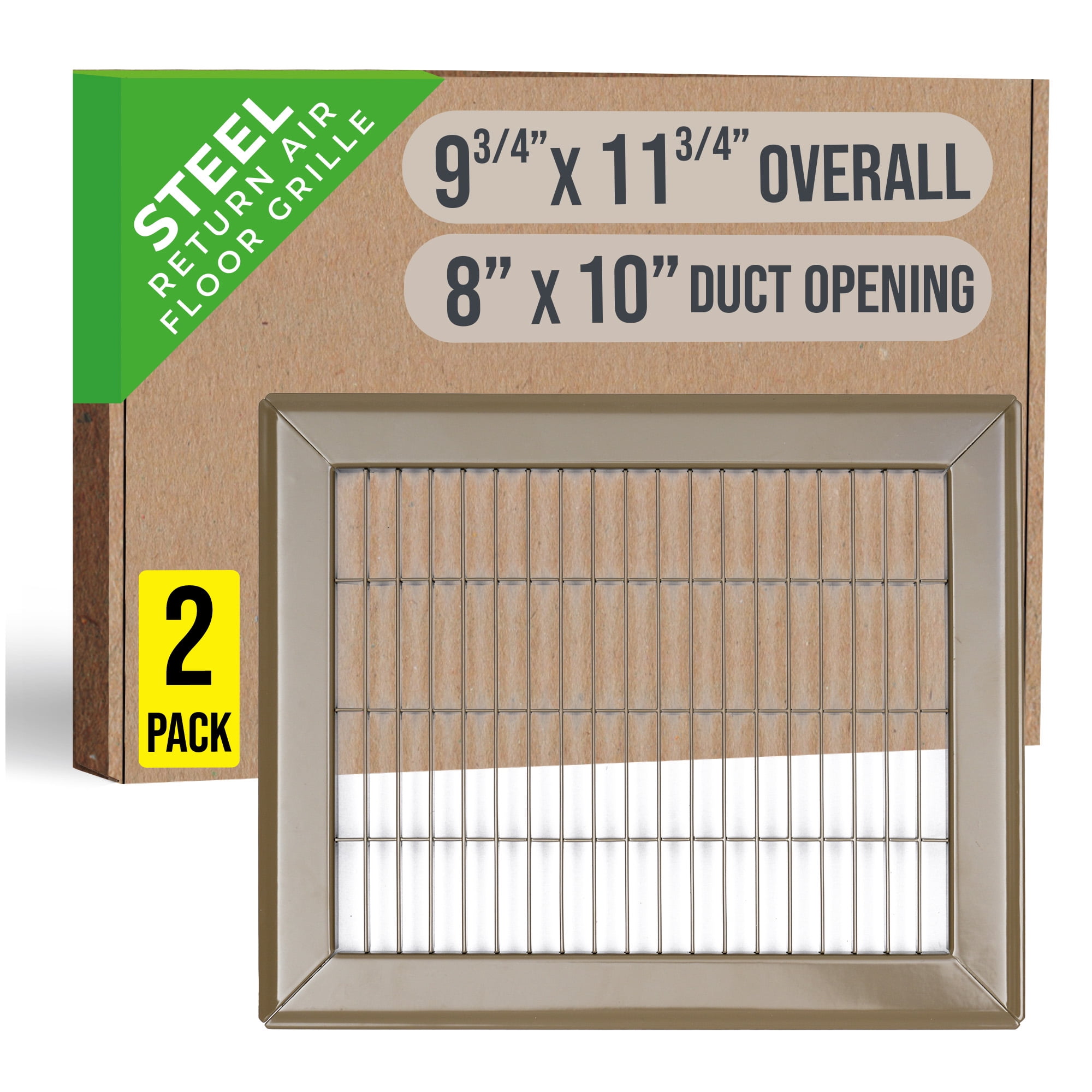 [2 Pack] Fits 8x10 and 10x8 Duct Opening | Return Air Floor Grille by ...