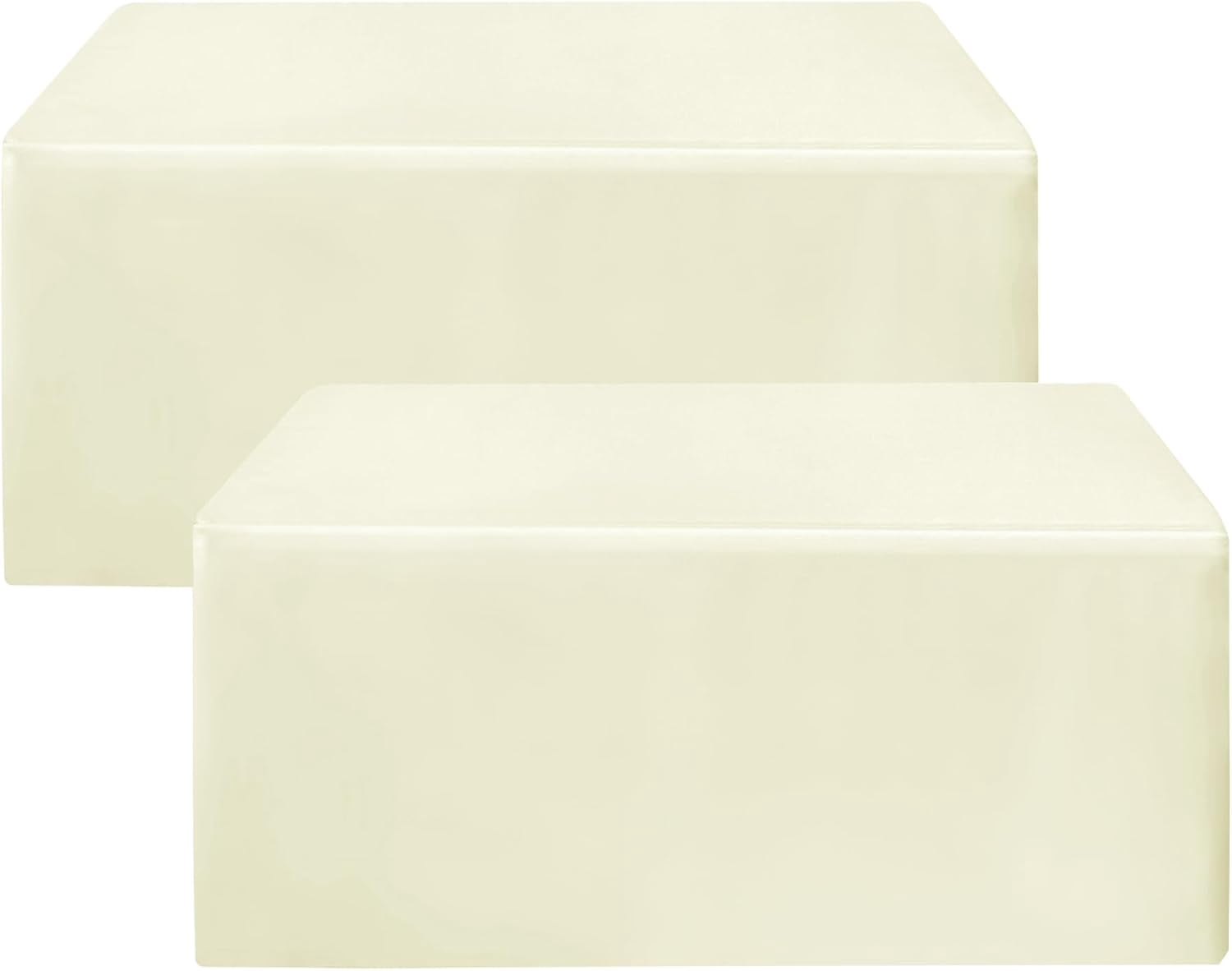 2 Pack Fitted Tablecloths 48 x 24 Inch - Butter Cream Polyester ...