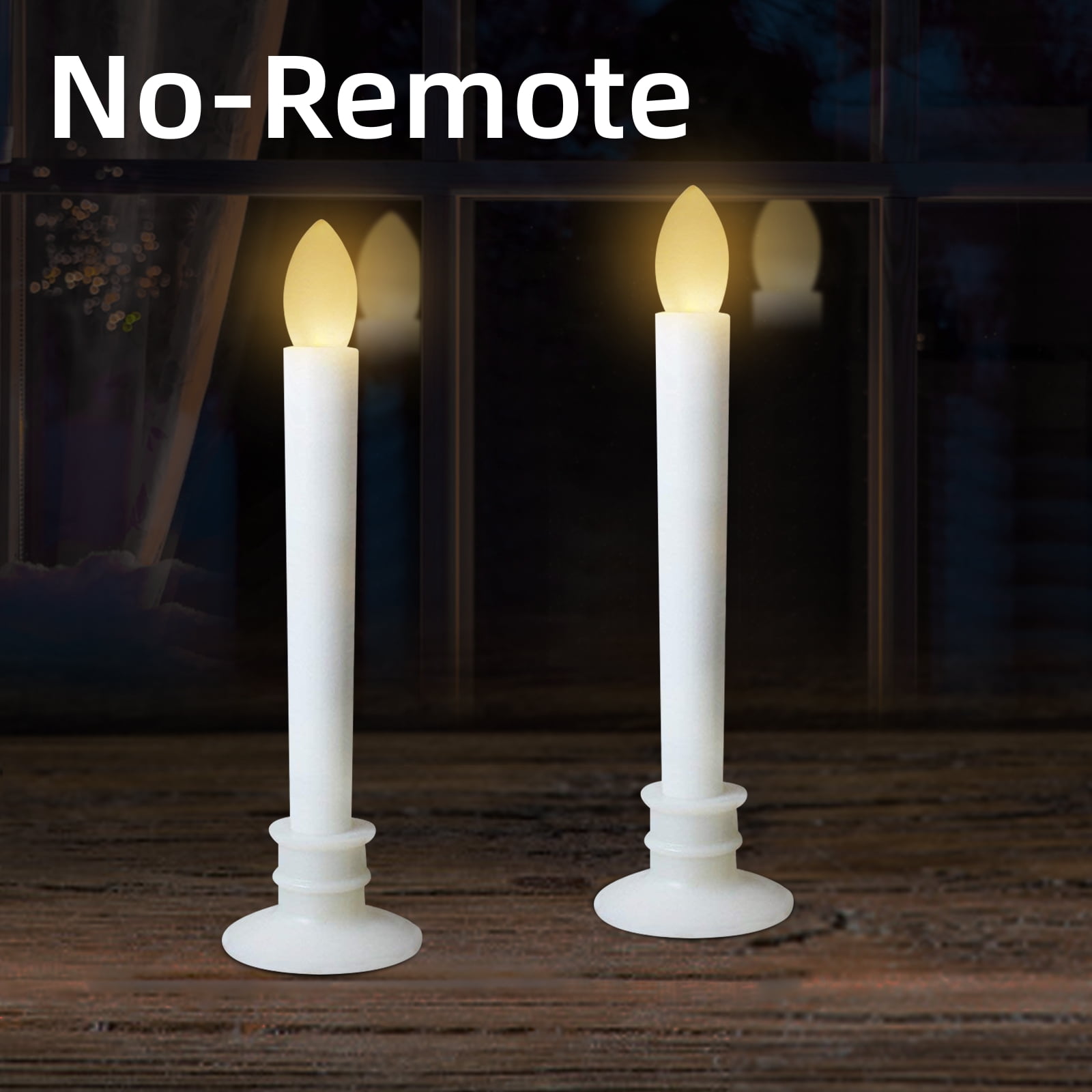 2 Pack Flameless Taper LED Window Candles with Removable Holders With ...