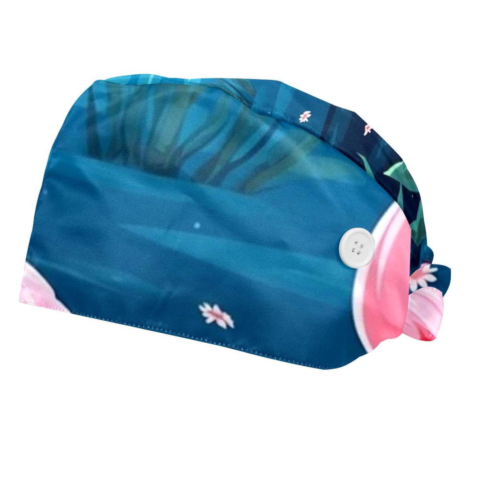 2 Pack Flamingo Rainforest Adjustable Bouffant Caps Hats Working Cap ...