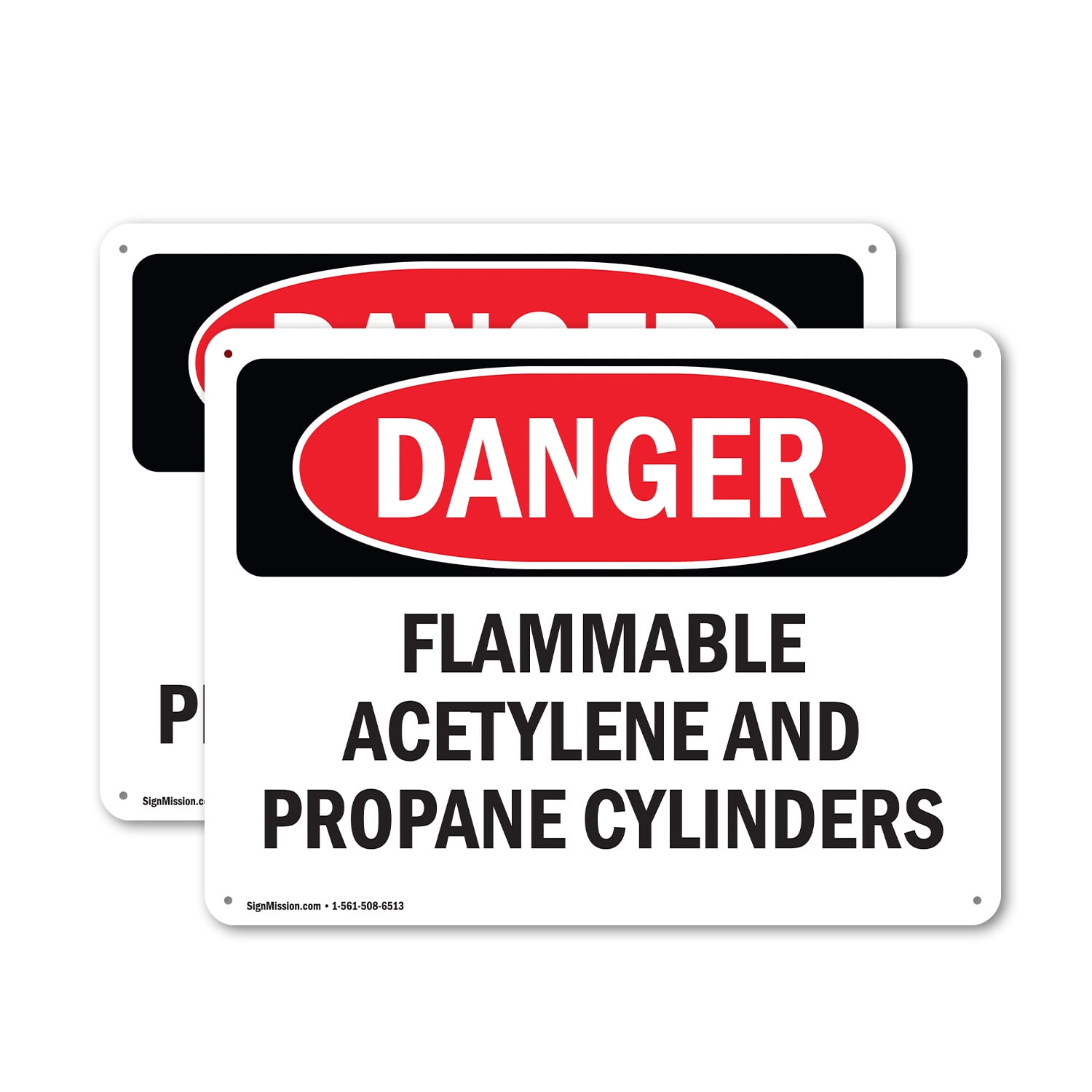 (2 Pack) Flammable ACETYLENE And Propane Cylinders OSHA Danger Sign 14 ...