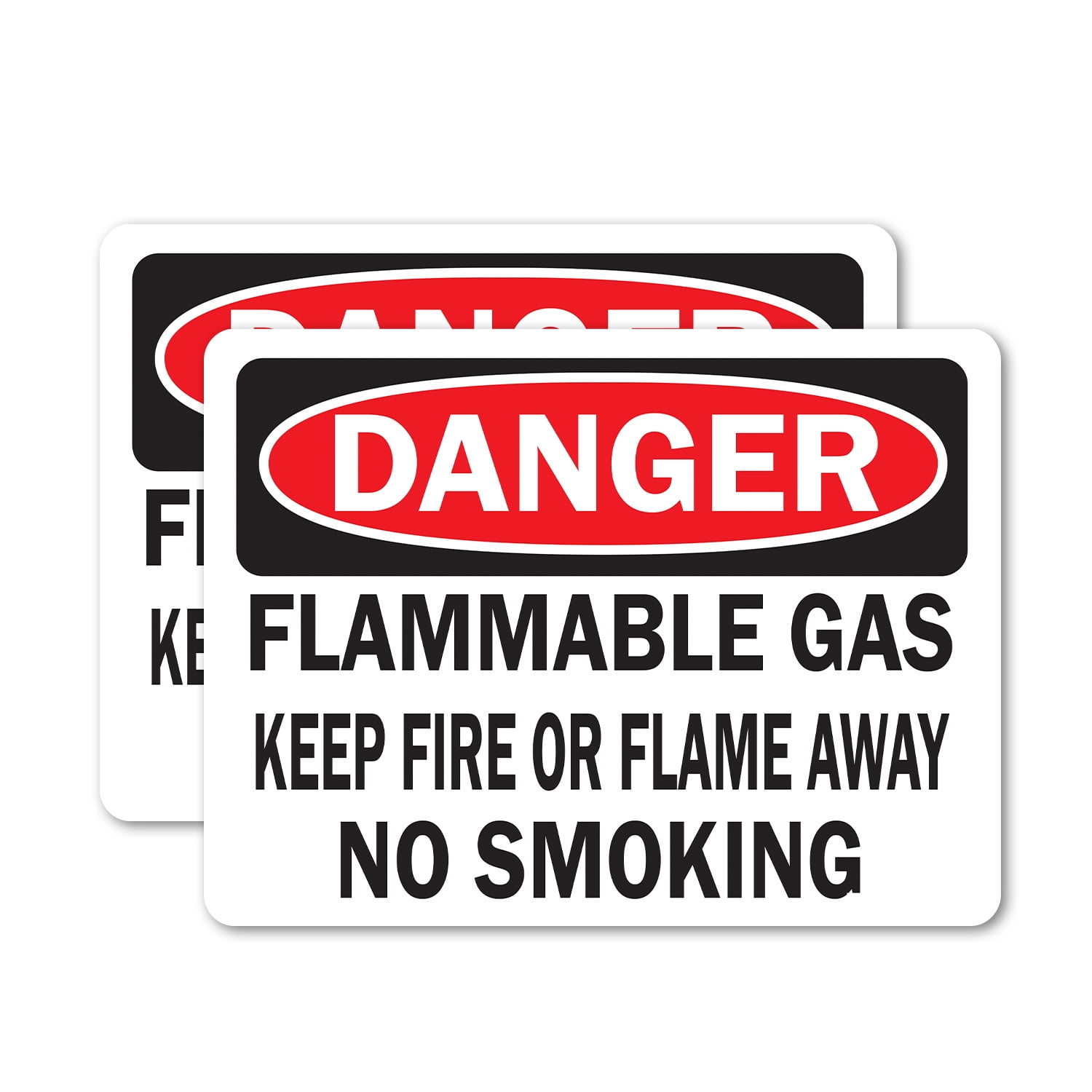 (2 Pack) Flammable Gas OSHA Danger Sign 5 Inch X 3.5 Inch Vinyl Label ...