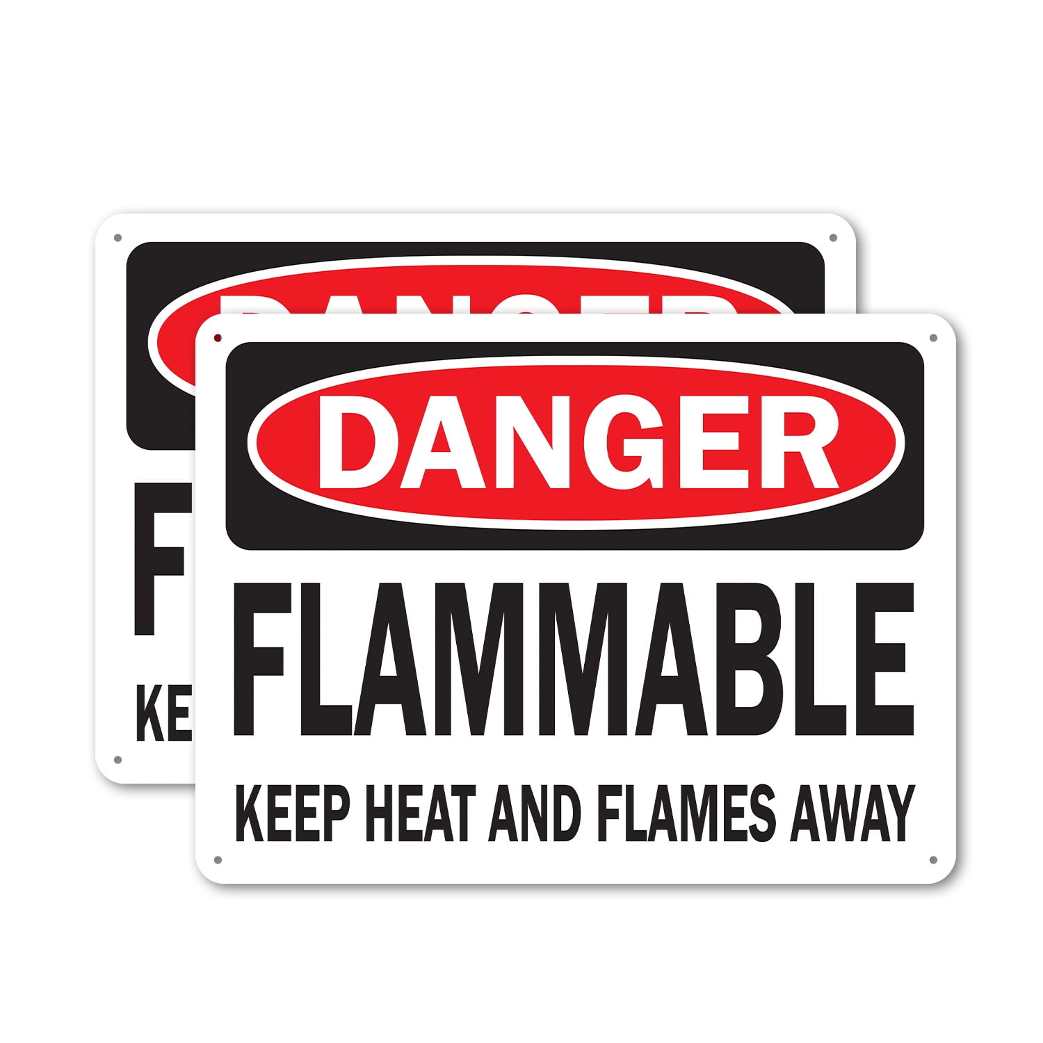 (2 Pack) Flammable Keep Heat and Flames Away OSHA Danger Sign 14 Inch X ...
